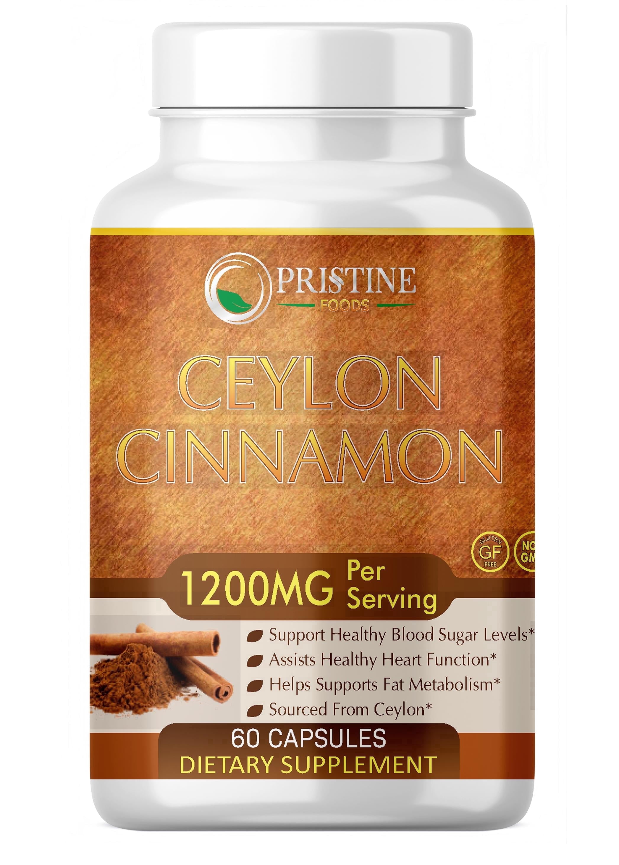 Pristine Ceylon Cinnamon Supplement – 1200mg Per Serving, 60 Vegan ...