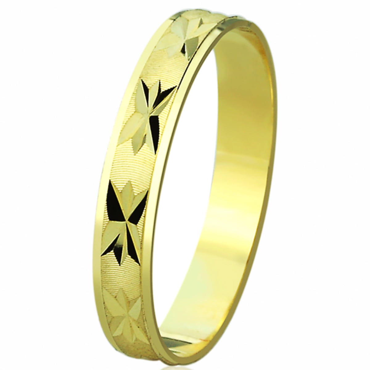 Pristine J 14K Yellow Gold Wedding Band 3mm Machine Cut Patterned Ring ...