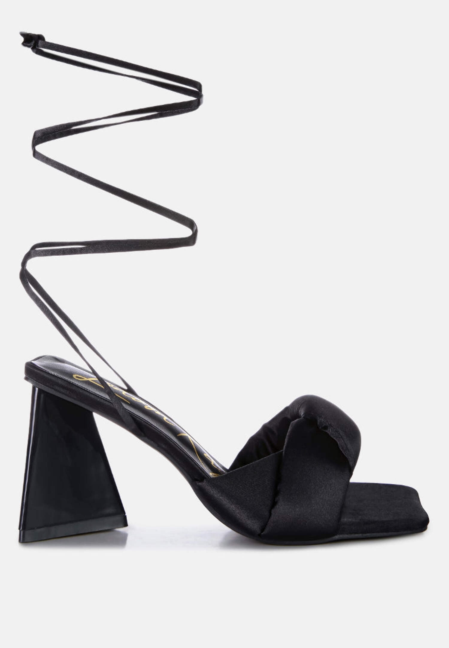 Pristine Satin Strap Triangular Block Heel Sandals - Walmart.com