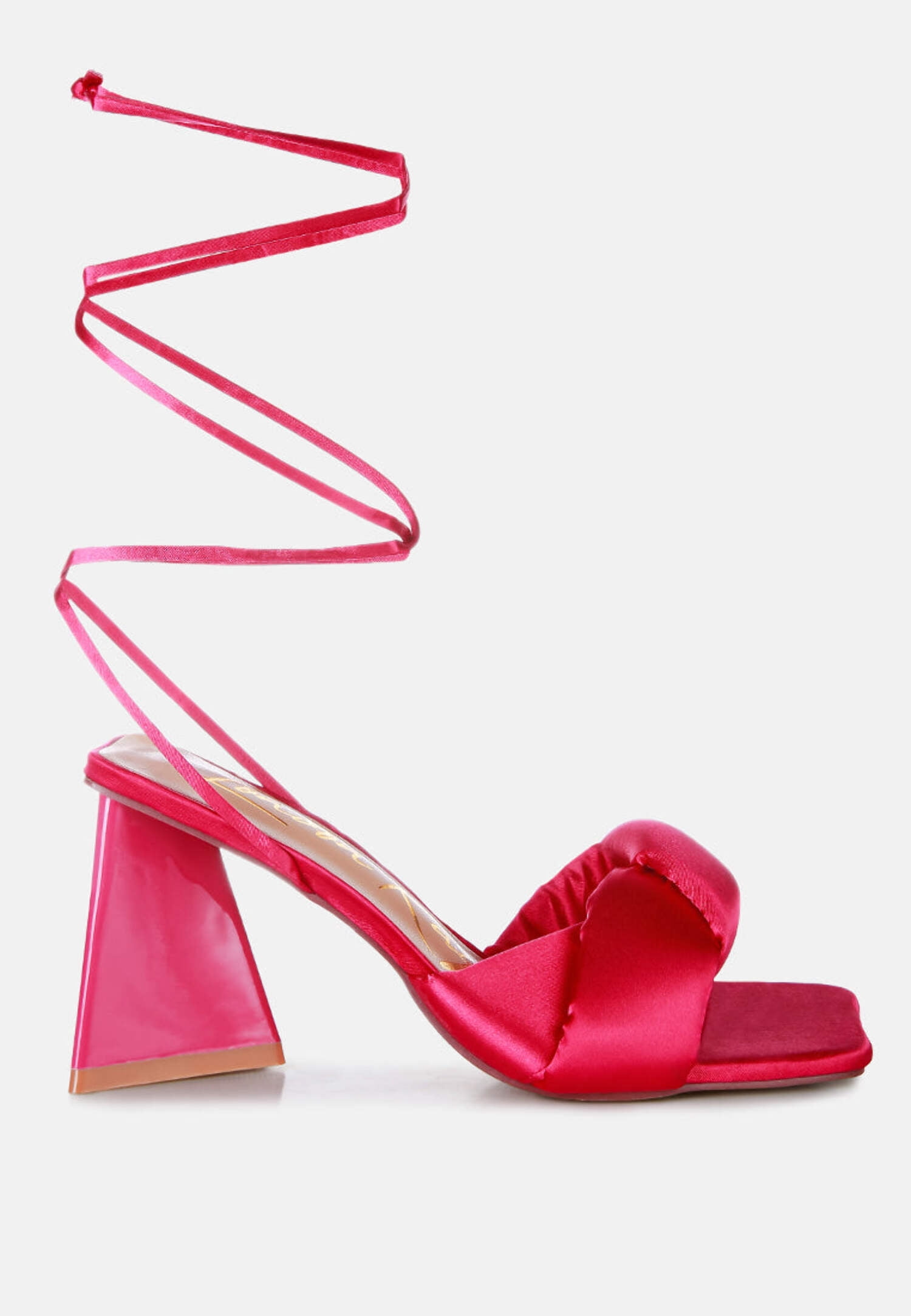 Pristine Satin Strap Triangular Block Heel Sandals - Walmart.com