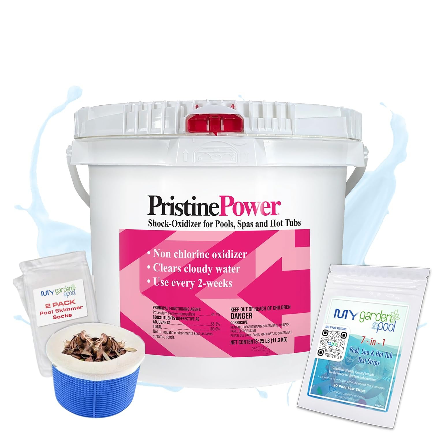 PristinePower 25 lb Non Chlorine Shock for Pools & Spas Clears Cloudy ...