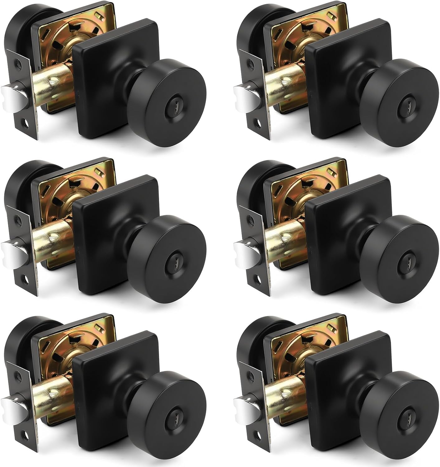 Privacy Door Knobs Interior 6 Pack, Matte Black Door Knob with Lock ...