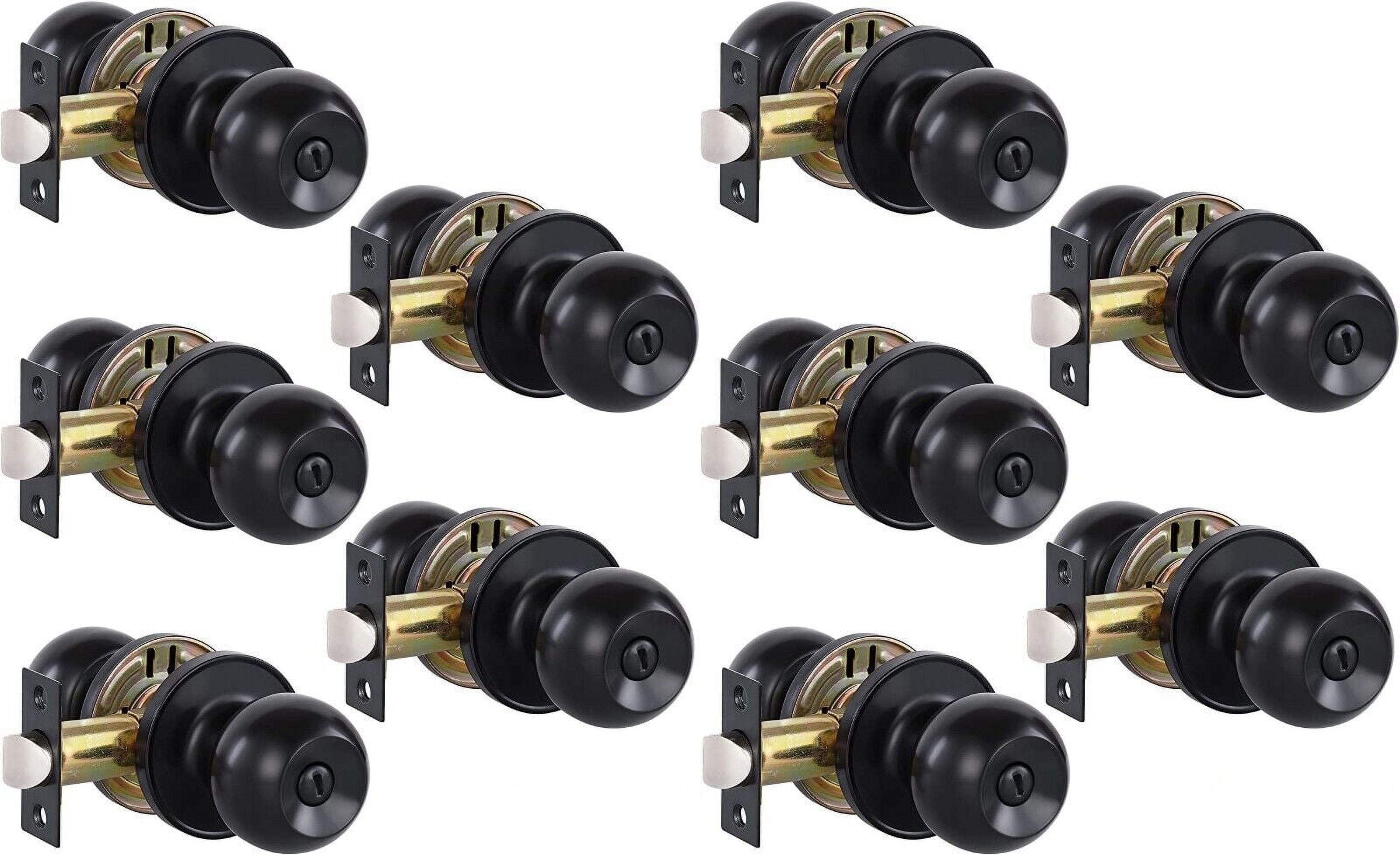 Privacy Door Knobs for Bed and Bath - Ball, Matte Black Interior ...