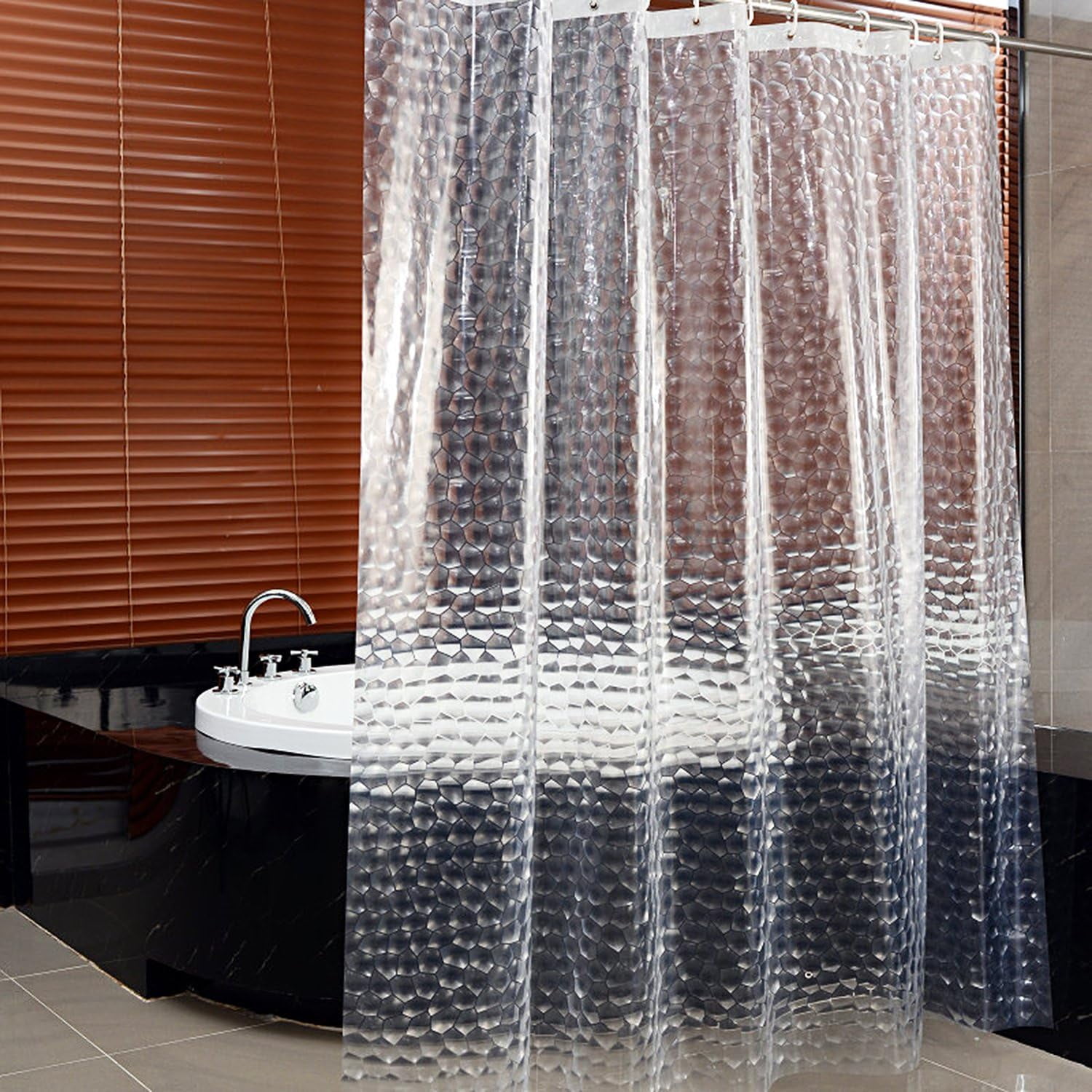 Privacy Enhancing Shower Curtain Liner with Quick Dry 3D Cube Design ...