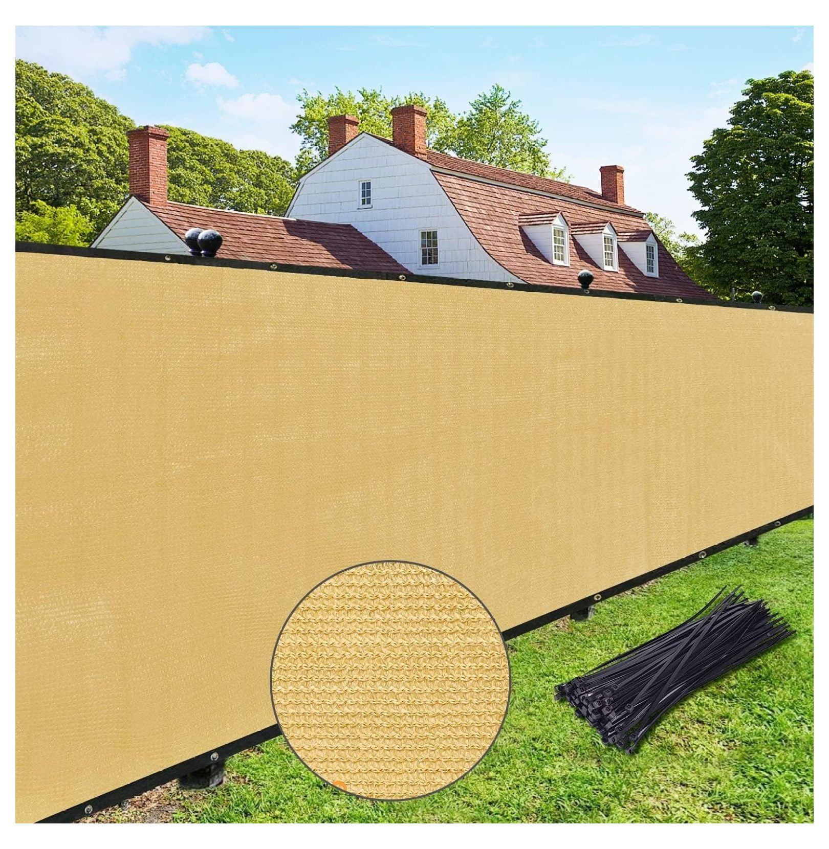 Privacy Fence Screen 3'x20' Sand Outdoor 90% Visibility Blockage 170 ...
