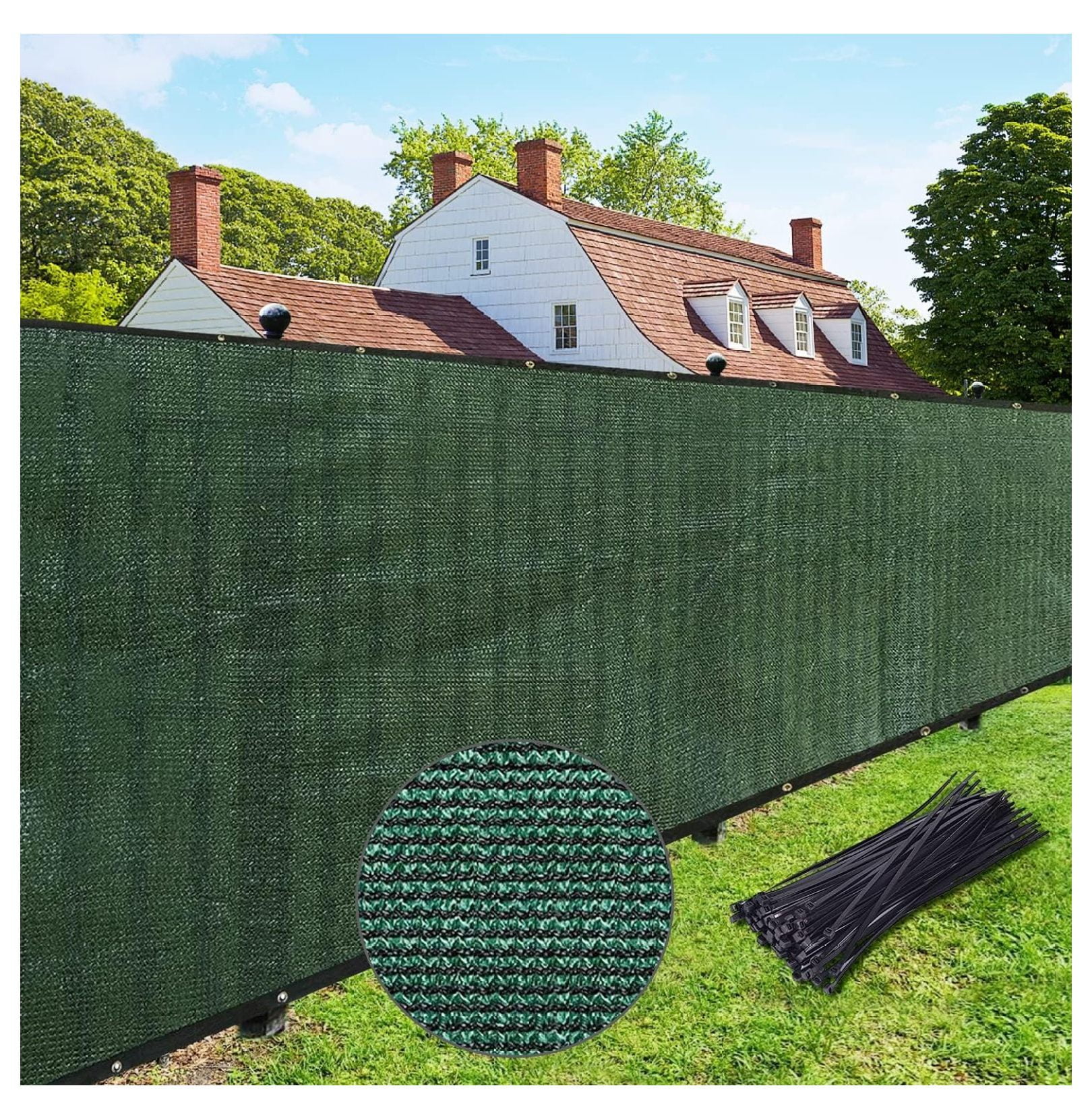 Privacy Fence Screen 3'x50' Dark Green Outdoor 90% Visibility Blockage ...