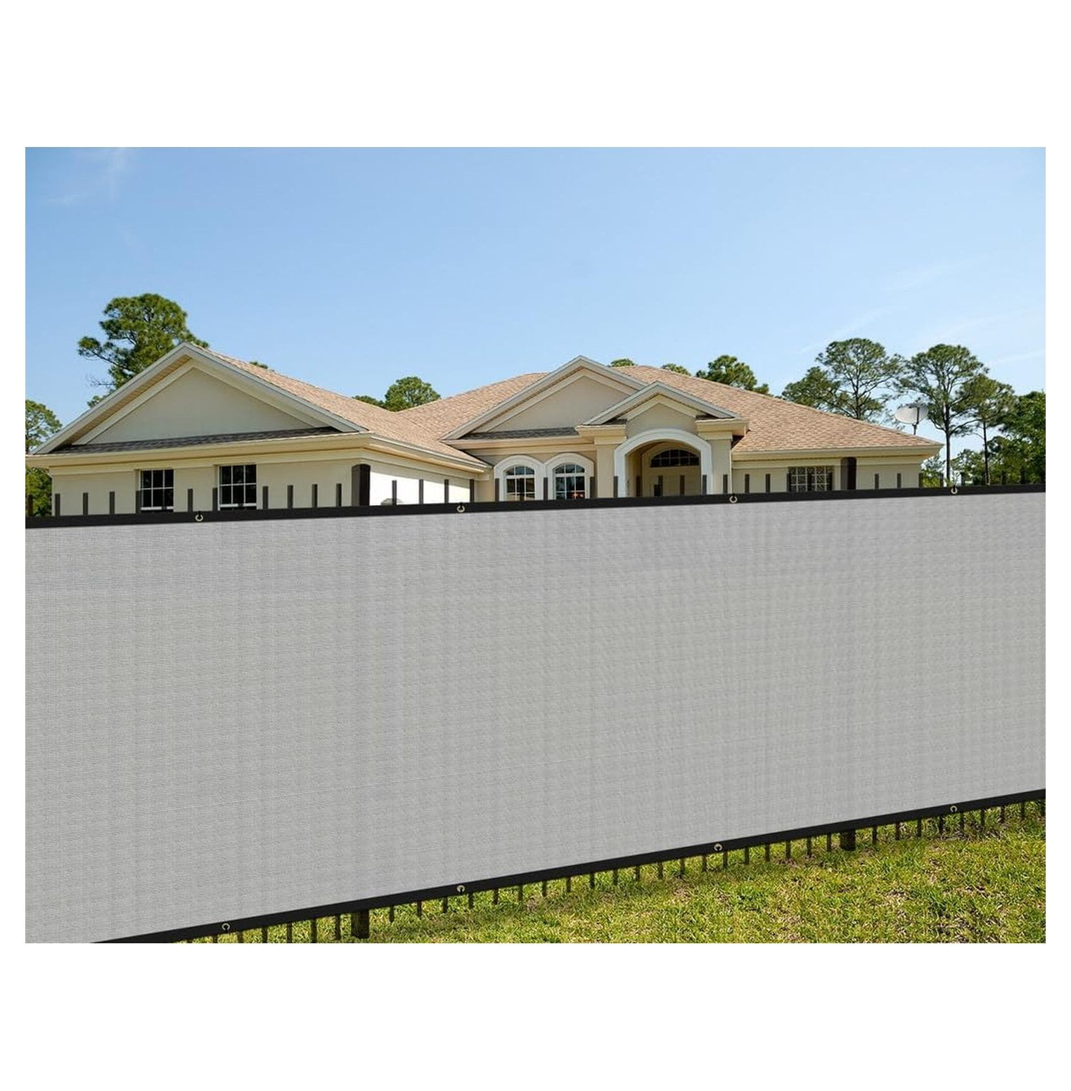 Privacy Fence Screen 8 Ft x 25 Ft Gray Fence Screens, Heavy Duty 150 ...