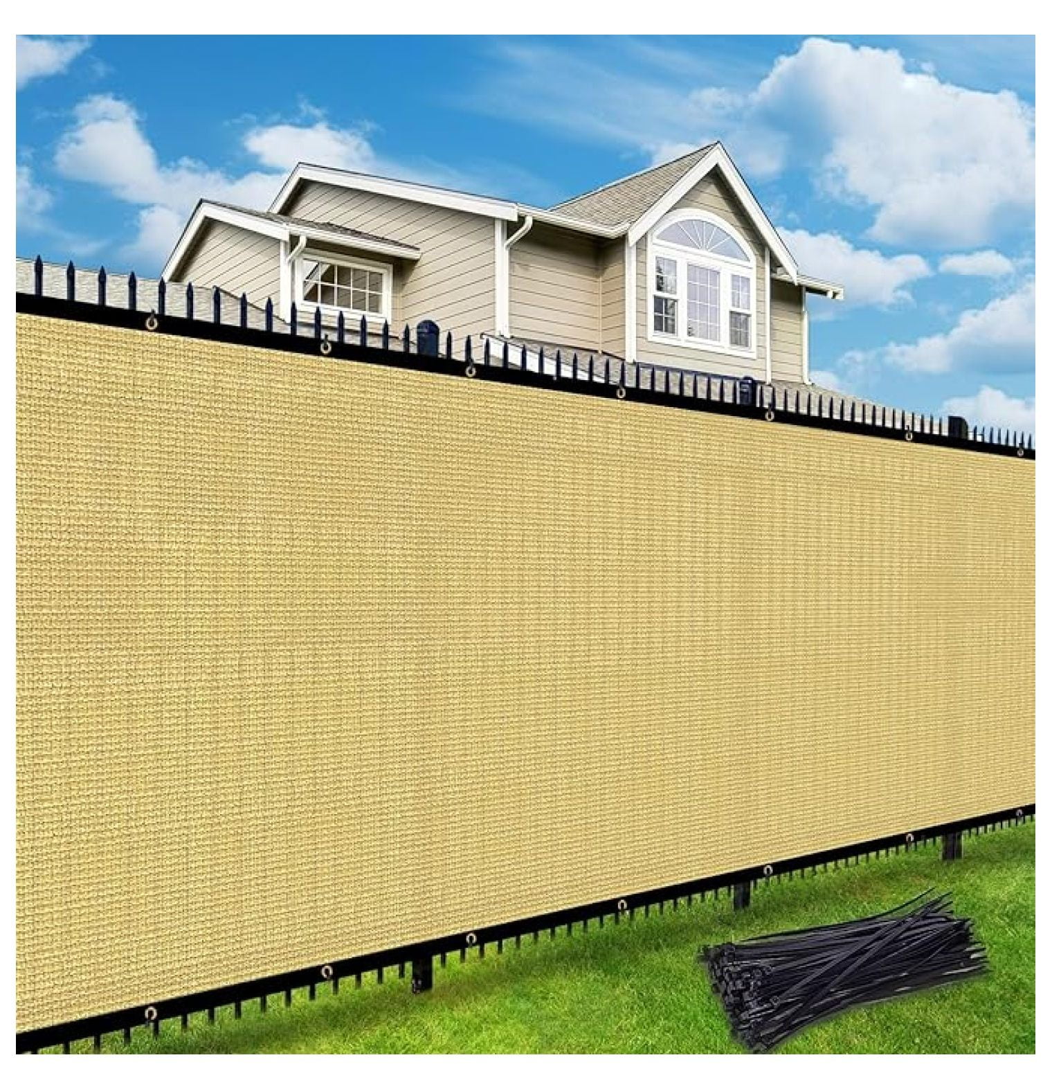 Privacy Fence Screen 90% Visual Blockage 6'x3' Sand Outdoor 170 GSM ...