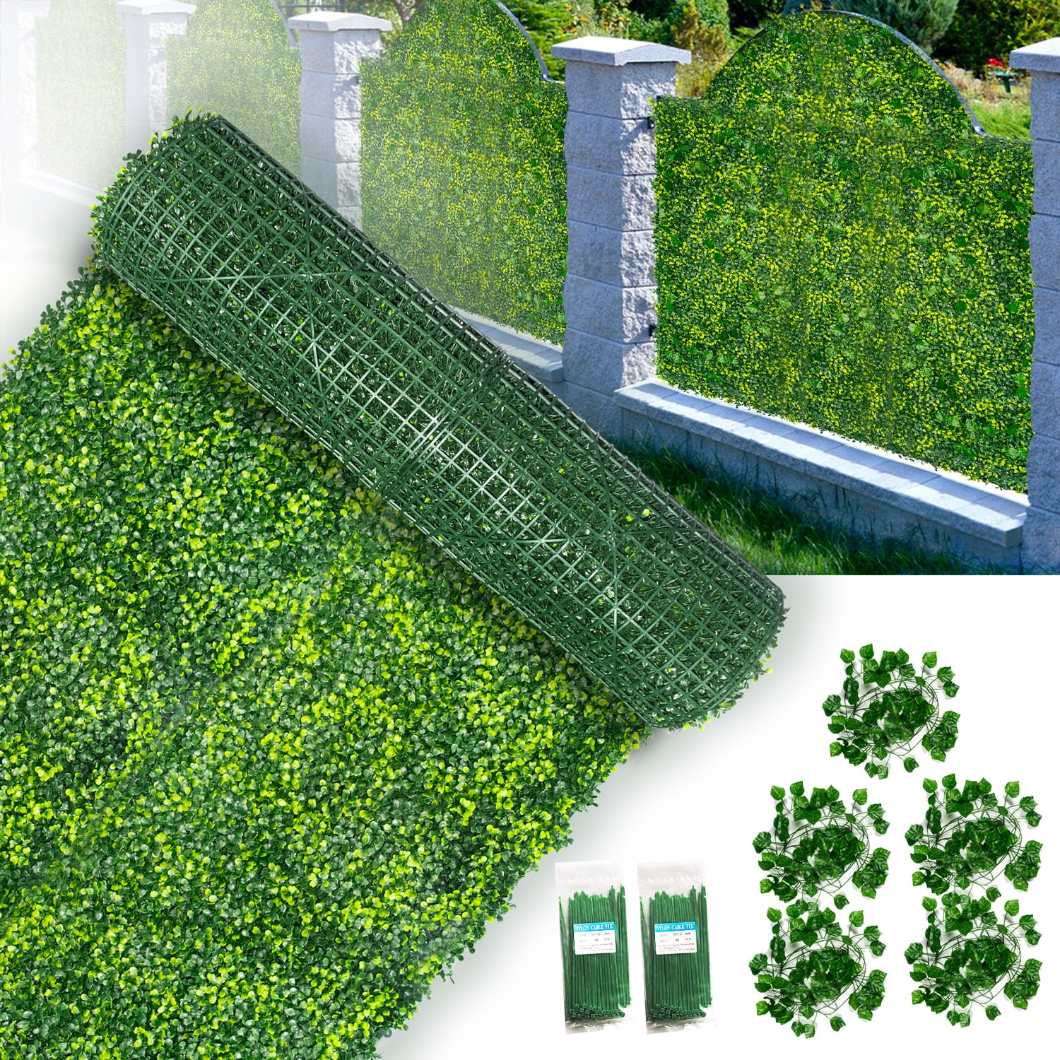 Privacy Fence Screen Grass Wall Boxwood Panels Extra 5PCS 79-inch Vines ...