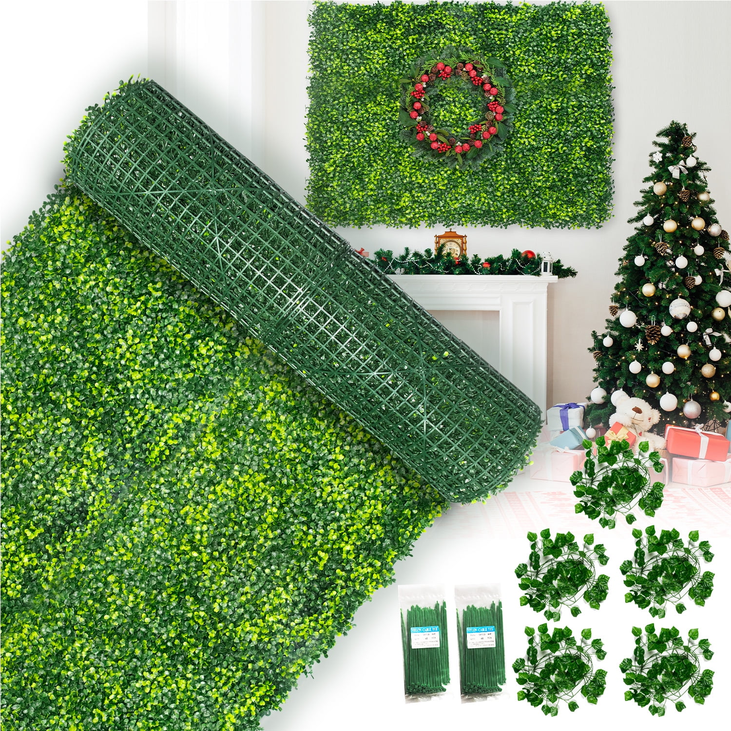 Privacy Fence Screen Grass Wall Boxwood Panels Extra 5PCS 79-inch Vines ...