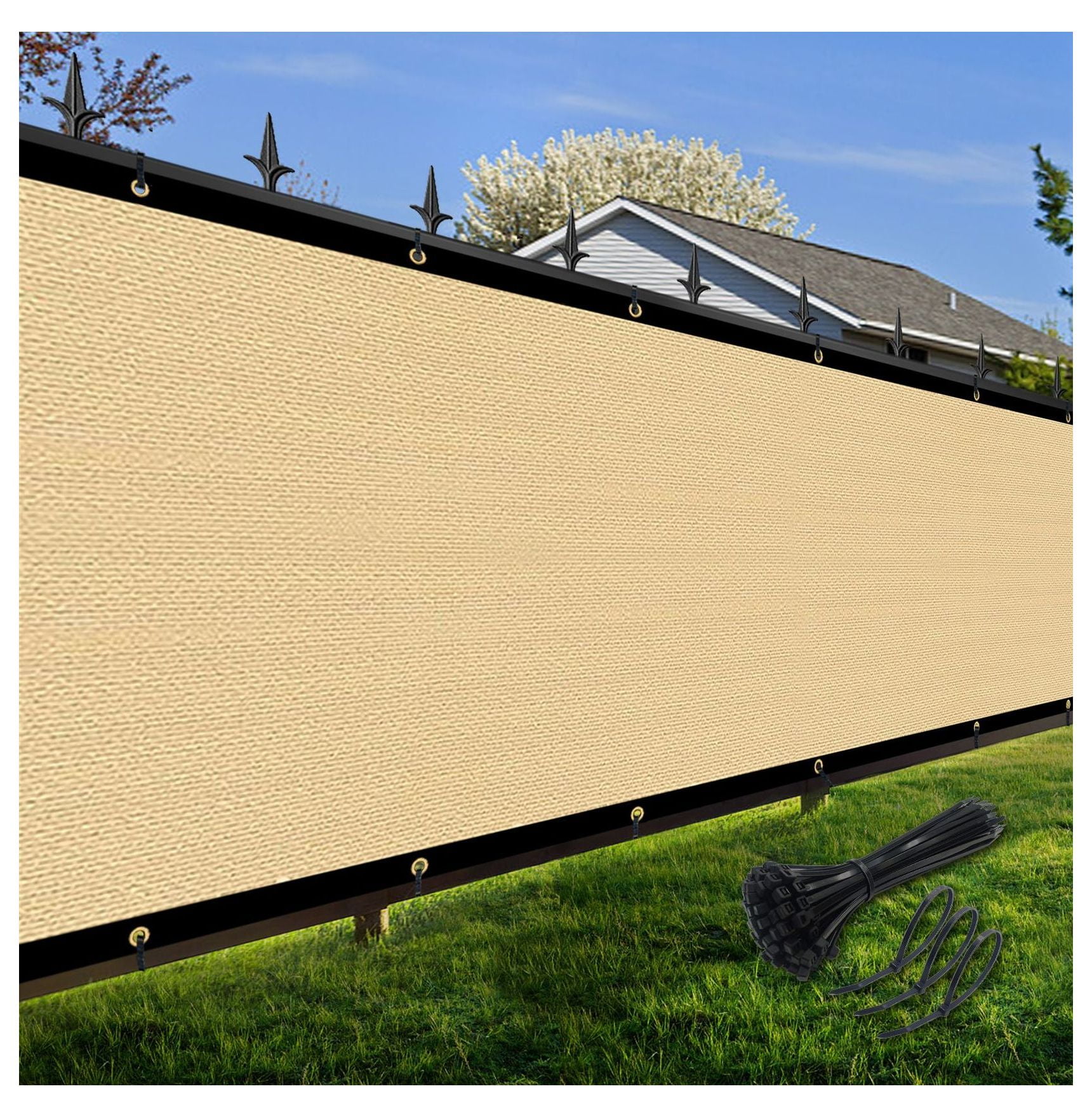 Privacy Fence Screen Sand - 150 GSM HDPE Outdoor Mesh Panels ...