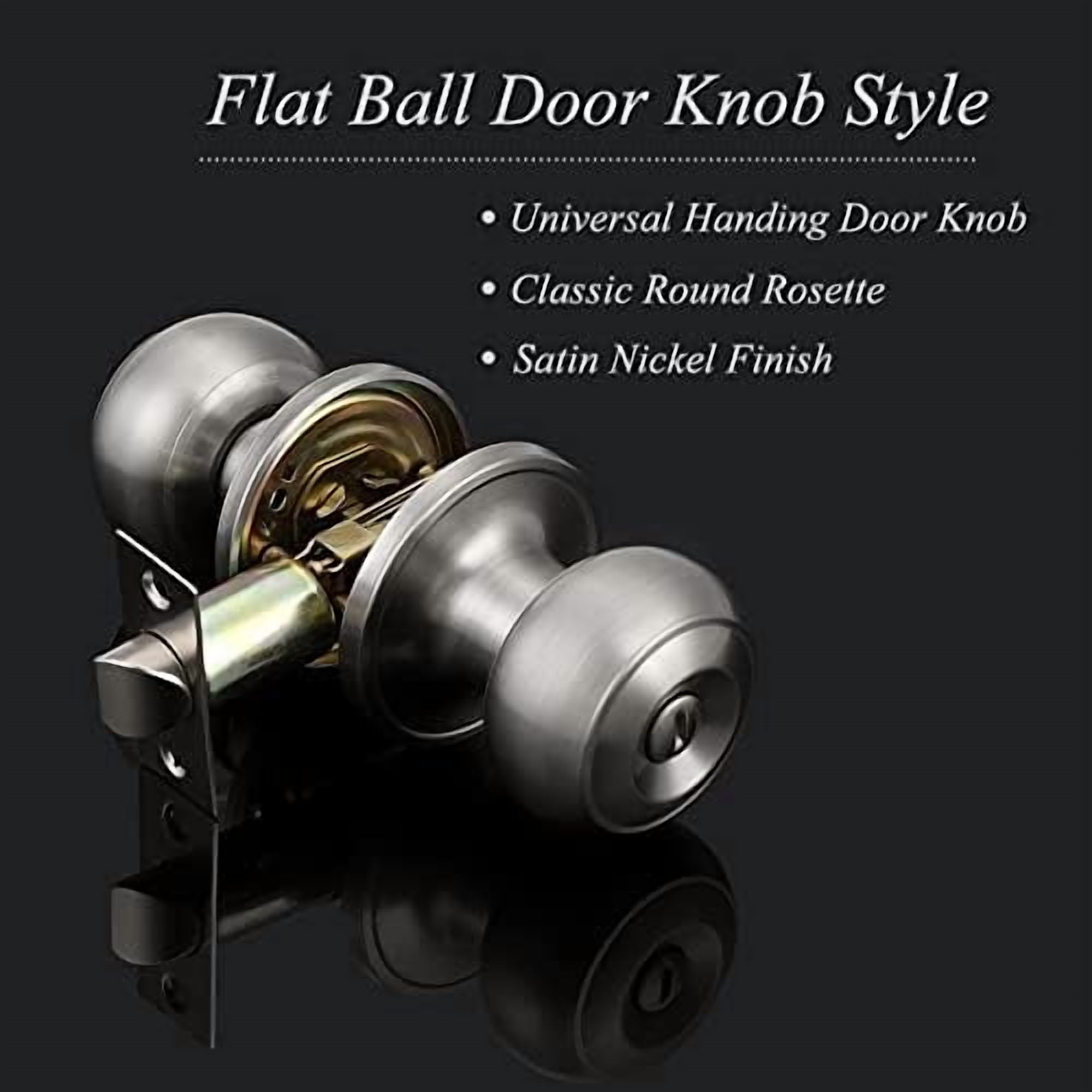 Privacy Interior Door Knobs Bed and Bath Handles Keyless Sain Nickel ...