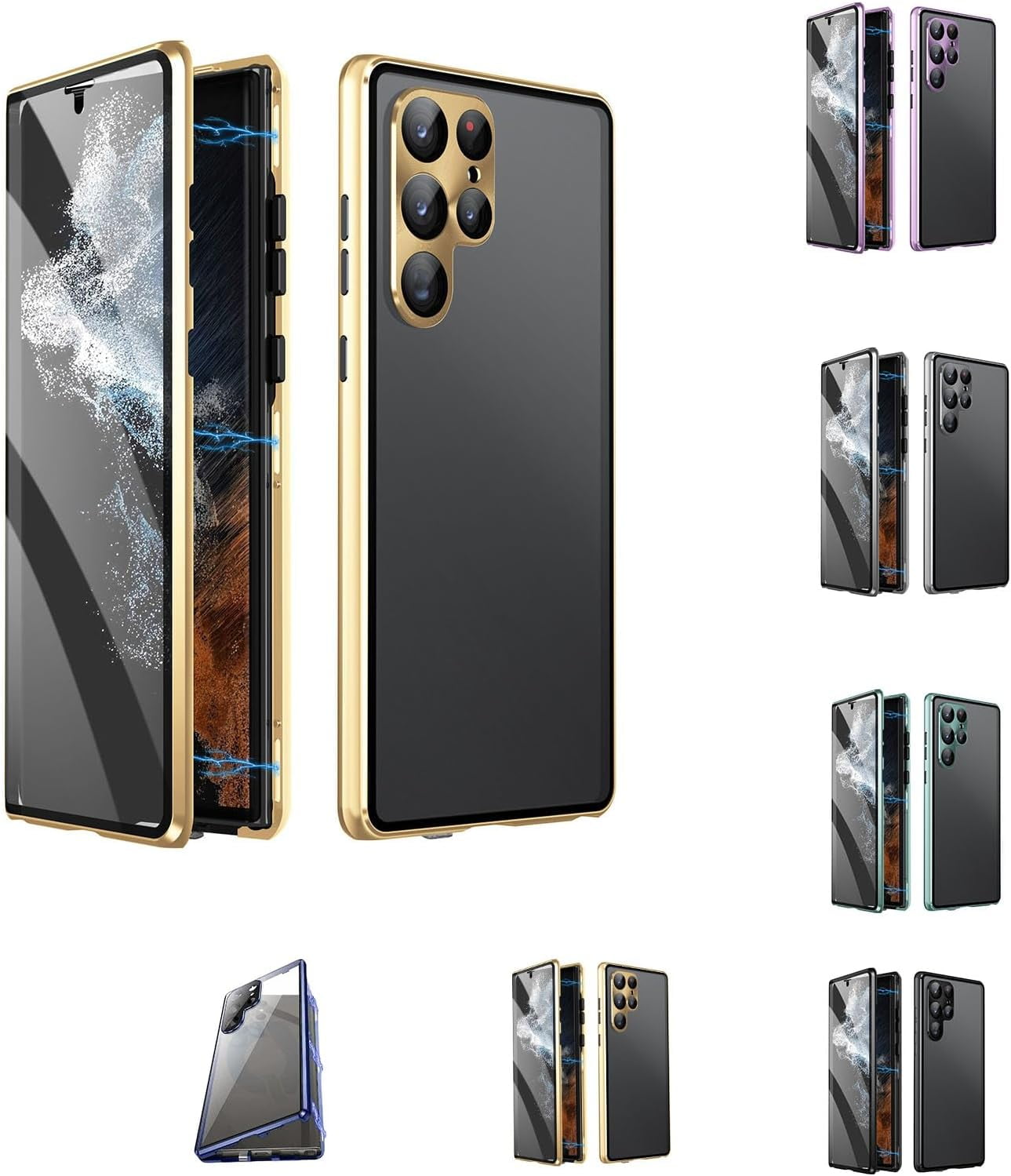 Privacy Magnetic Double Sided Tempered Glass Phone Case, Anti-Peeping ...