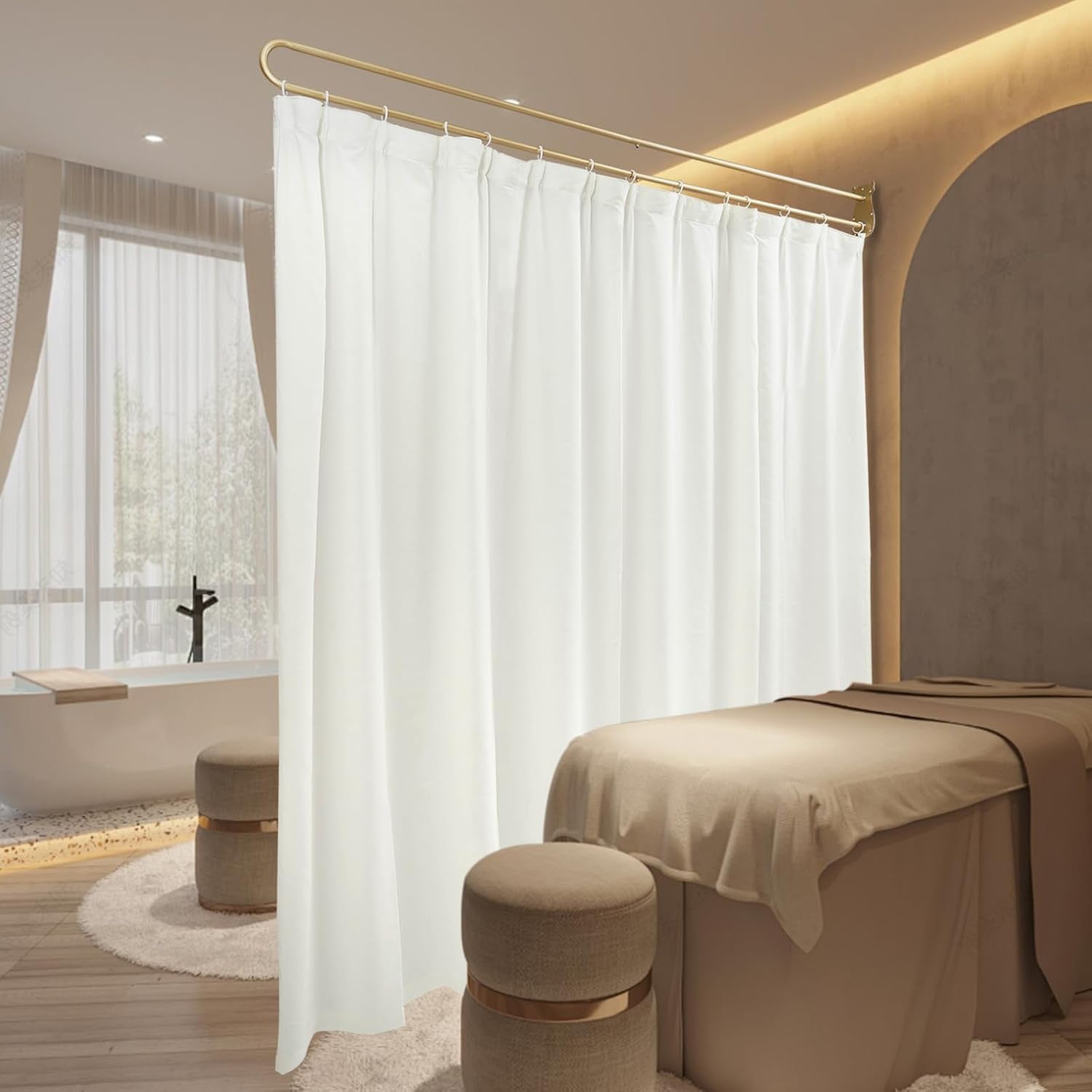Privacy Partition Curtain, U-Shape Room Divider Portable Protection ...