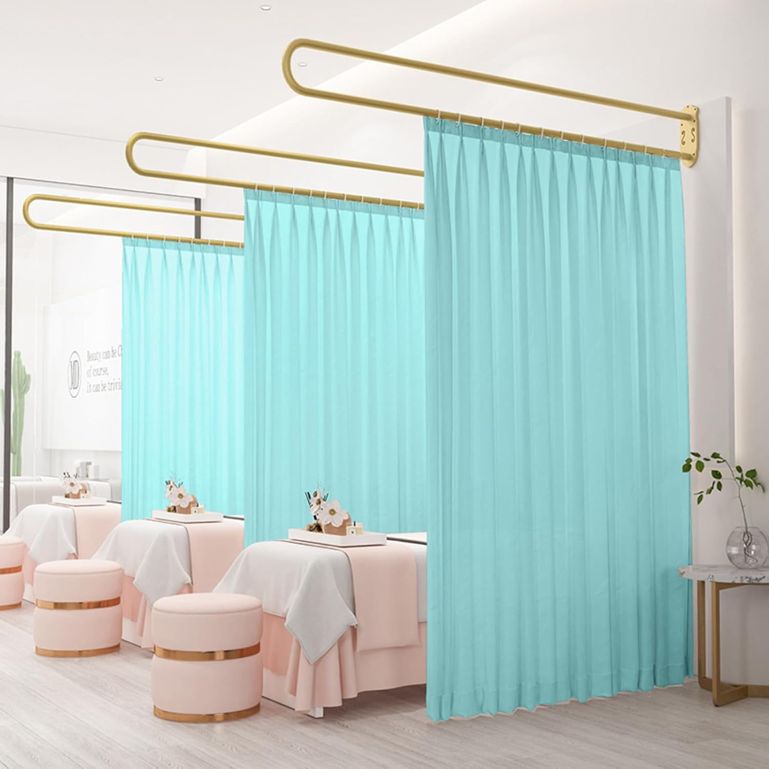 Privacy Partition Curtains, U-Shape Room Divider, Metal Support Wall ...