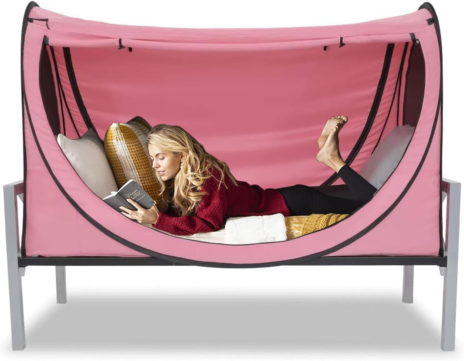 Privacy Pop up Bed Tent Bed Drapes (Pink, Twin) - Walmart.com