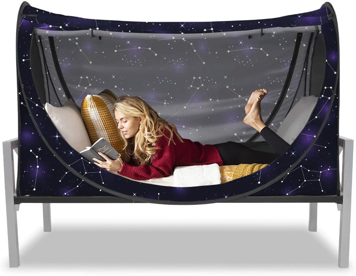 Privacy Pop up Eclipse Bed Tent Bed Drapes (Starry Constellation, Twin ...