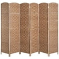 Privacy Screen 6' Tall Wicker Weave 6 Panel Room Divider Privacy Screen ...