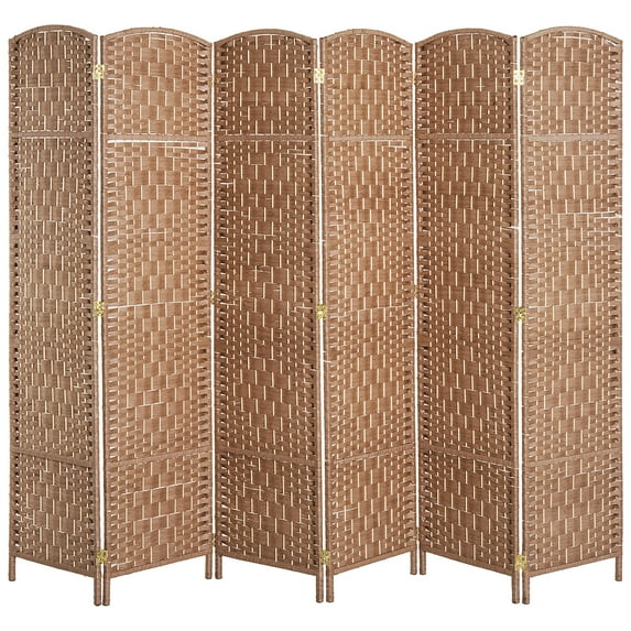 Privacy Screen 6' Tall Wicker Weave 6 Panel Room Divider Privacy Screen ...