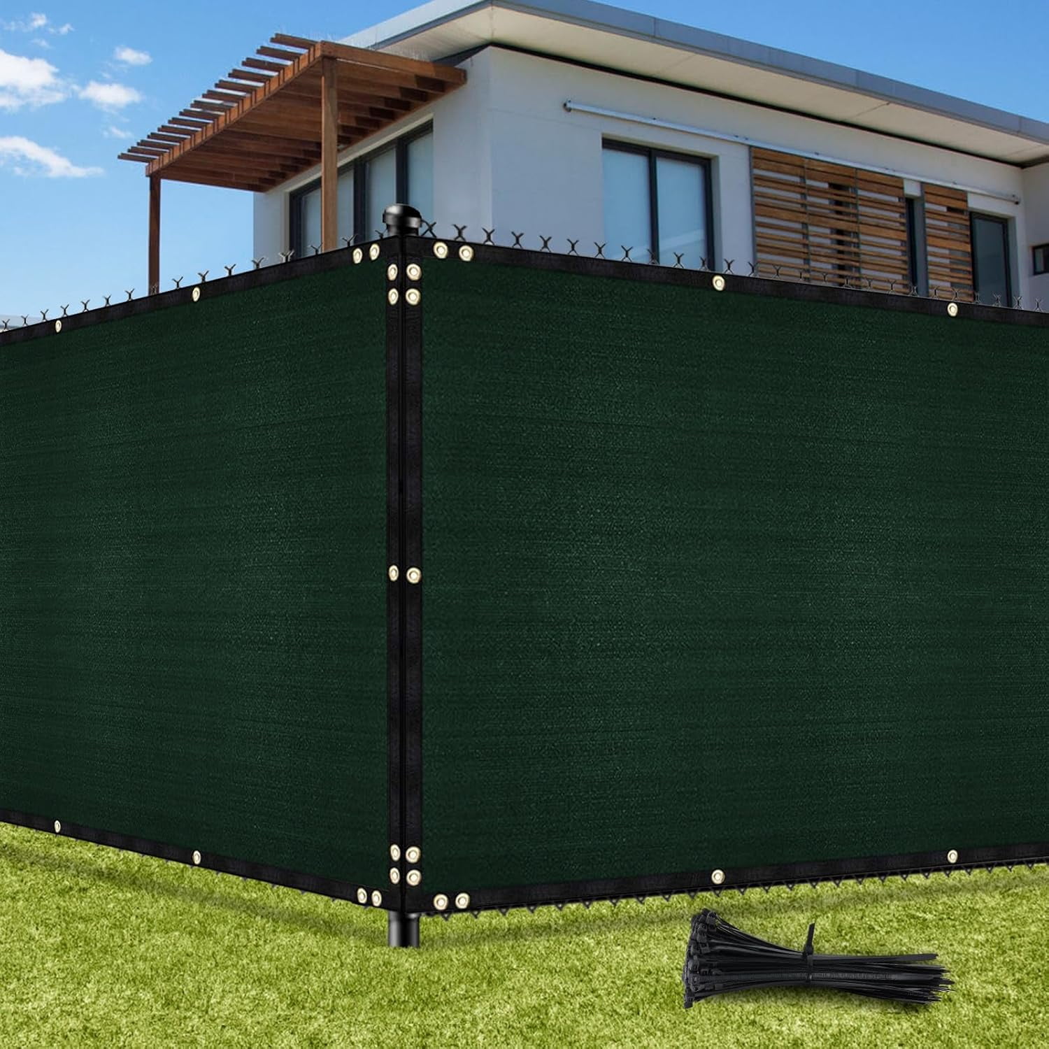 Privacy Screen Fence 5ft x 50ft Green Covering Heavy Duty Chain Link ...