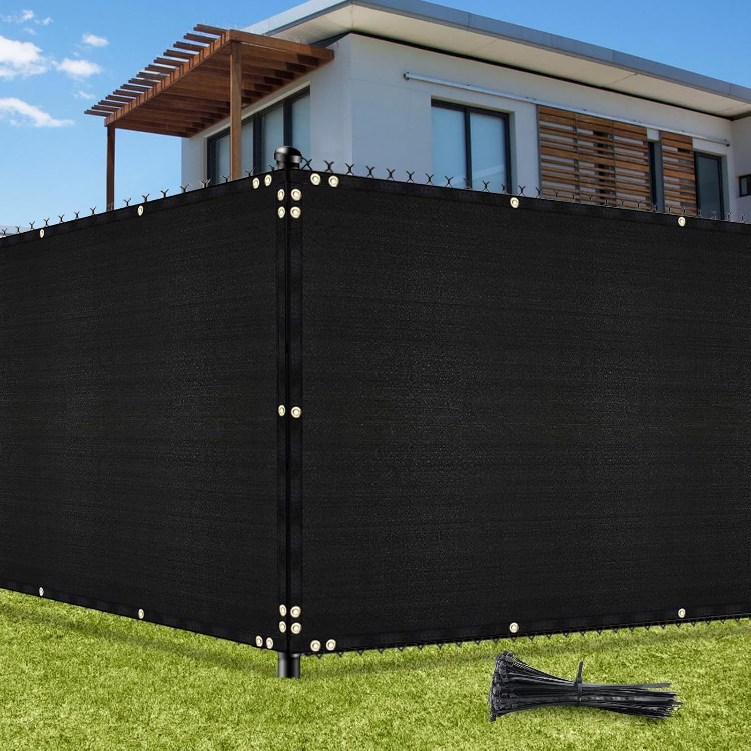 Privacy Screen Fence 6ft x 50ft Black Covering Heavy Duty Chain Link ...