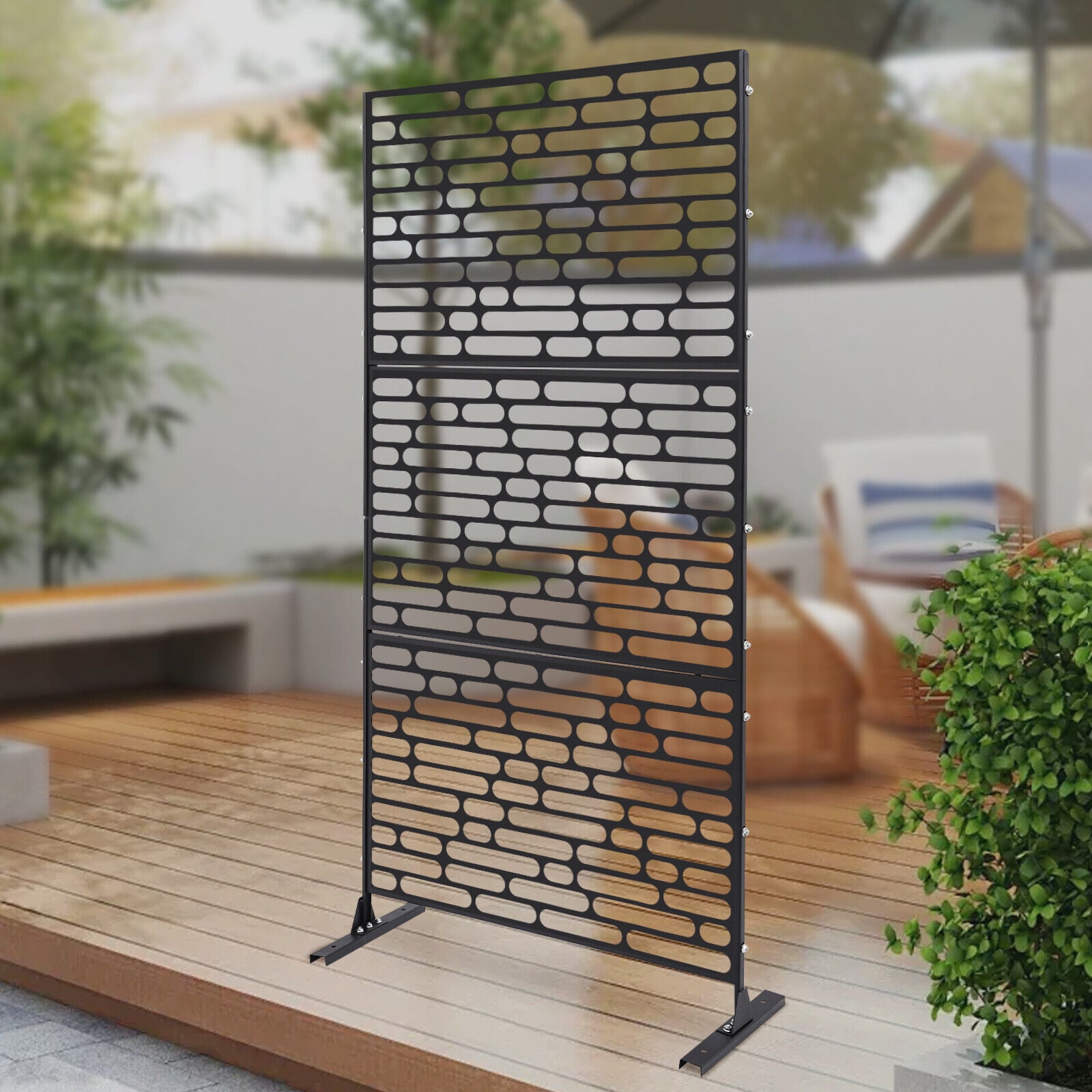 Privacy Screen Fence Panels 3 Panels 35.4*15.7*74.8in Black Outdoor ...