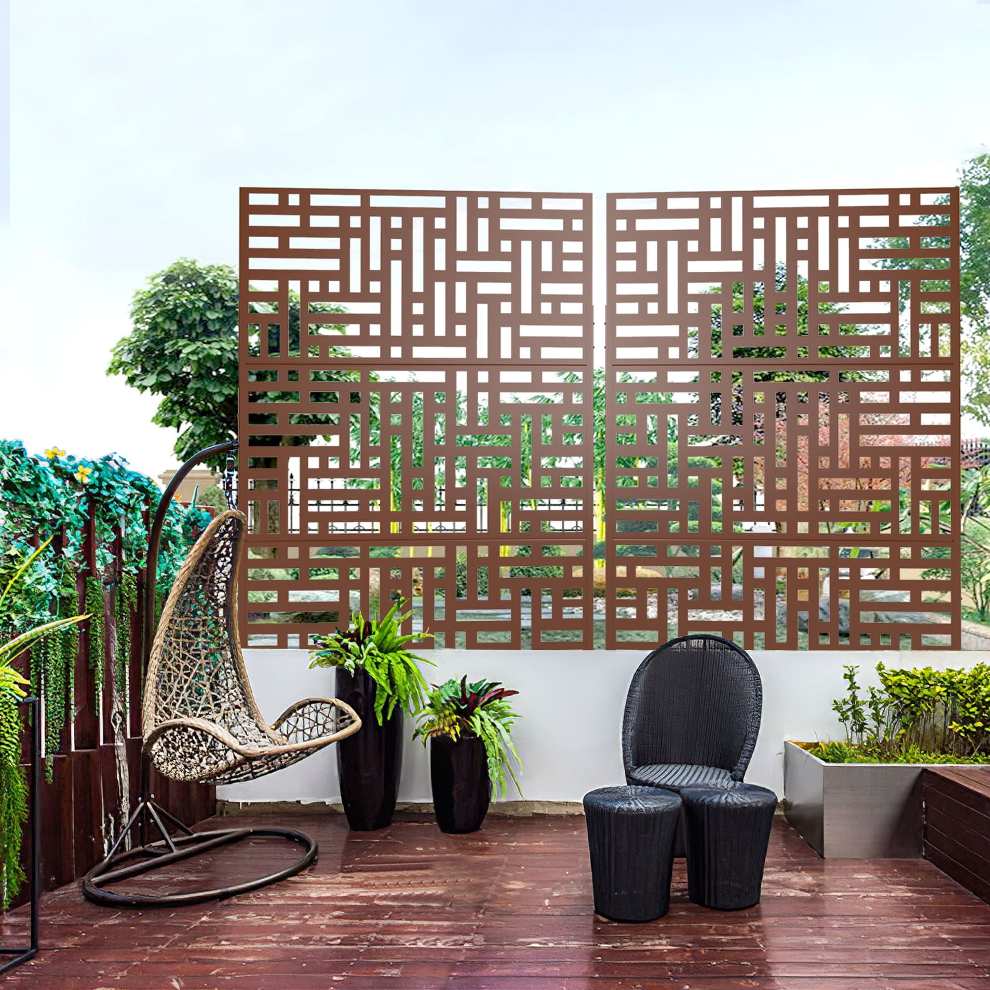 Privacy Screen Free Standing Street Rust - Walmart.com