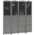 Privacy Screen HOMCOM 4-Panel Folding Room Divider with Blackboard, 5.5 ...
