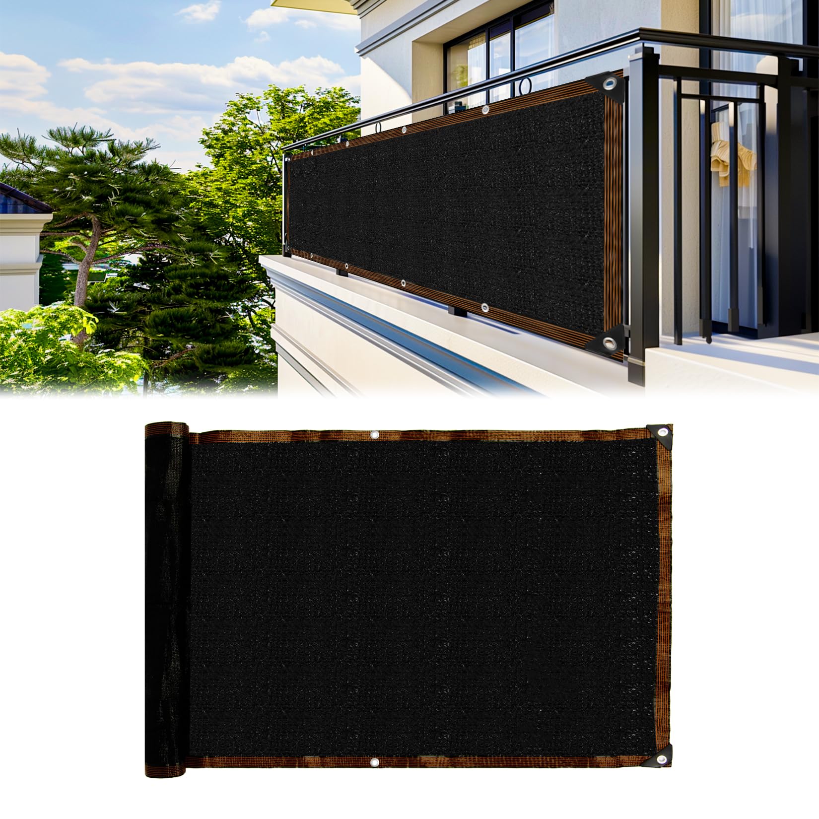 Privacy Screen - JKF25 RAINFLOW 3'X10' Black Privacy Screen Outdoor ...