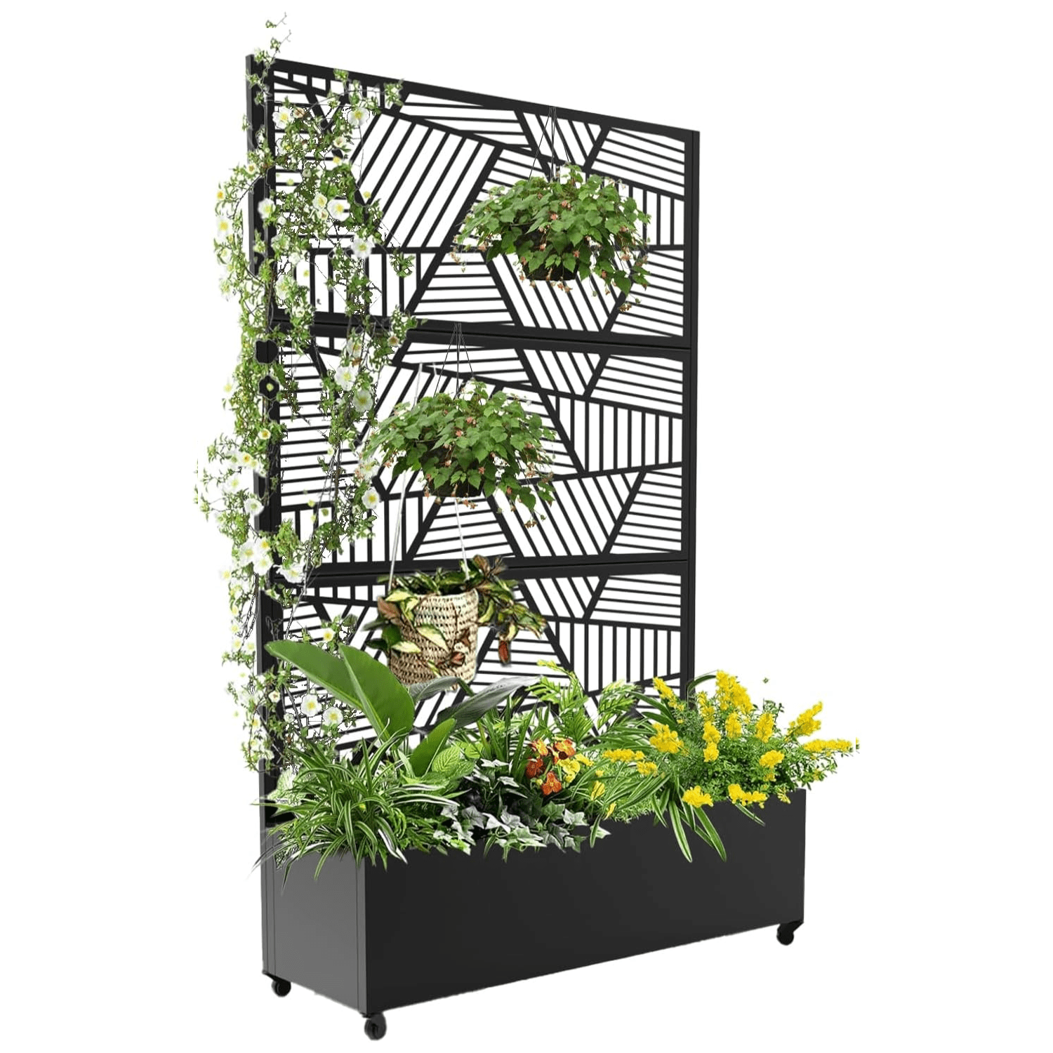Privacy Screen with Planter Box, 72" H x 47" W Outdoor Privacy Screens ...