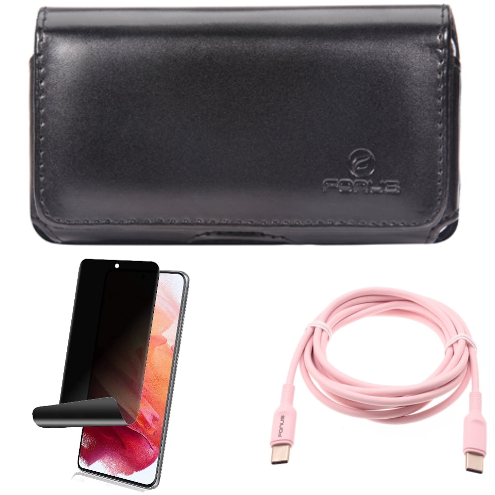 Privacy Screen Protector & Pink 6ft Long Cable & Case Belt Clip for ...