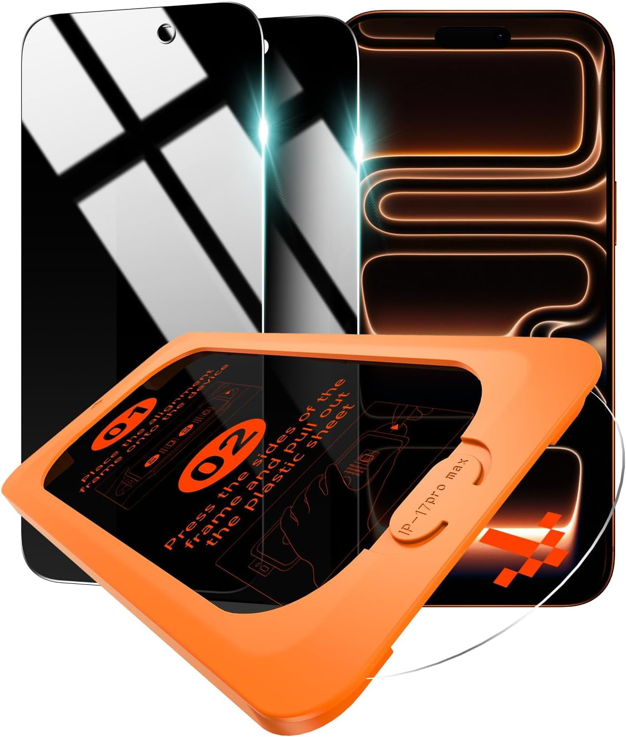 Privacy Screen Protector for iPhone 17 Pro Max Auto-Align Installation ...