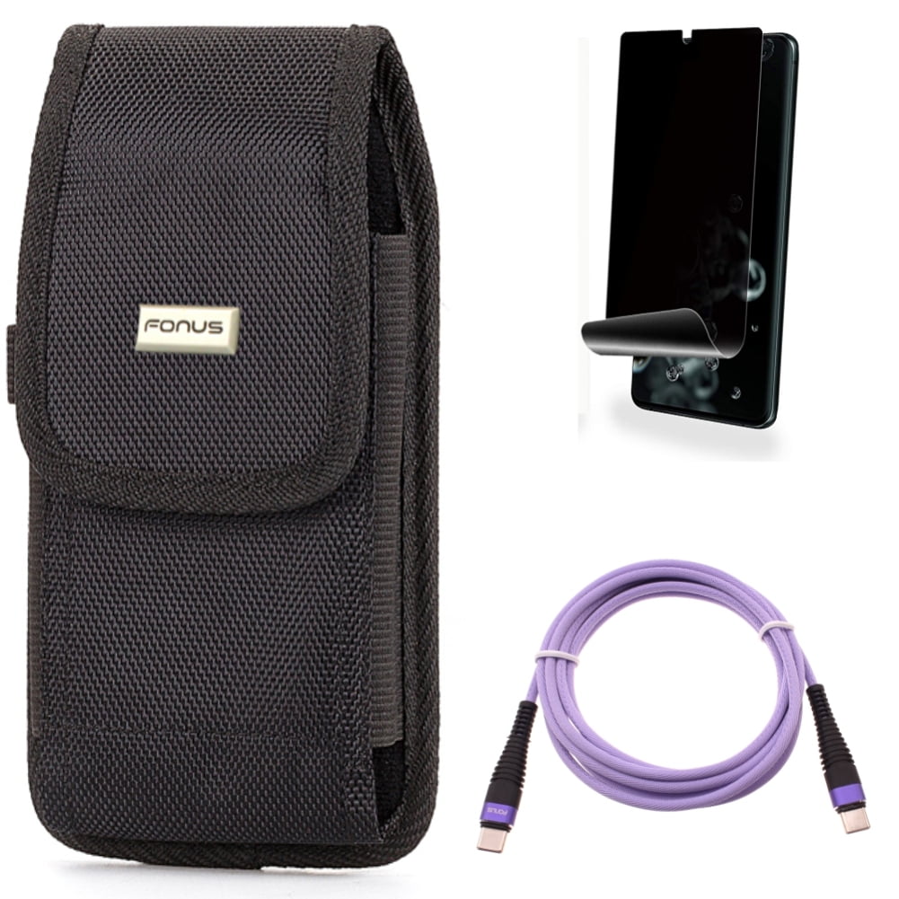 Privacy Screen Protector w Case Belt Clip w Purple 6ft PD Cable for ...