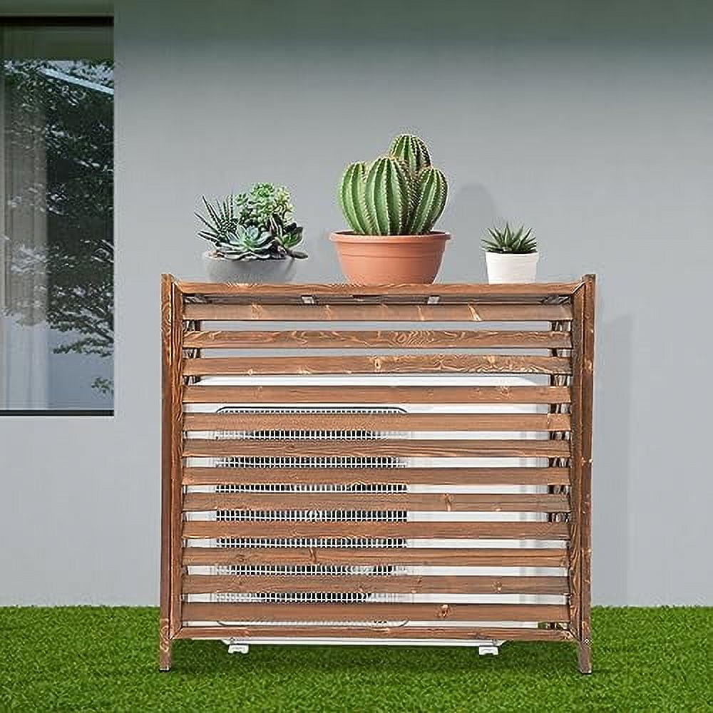 Privacy Screens 17" H x 37" W Air Conditioner Fence Screen Wooden Patio ...