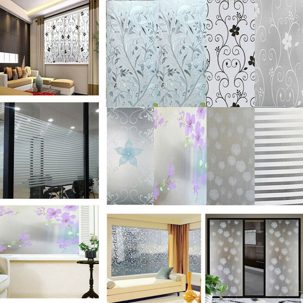 Privacy Window Film 3D Decorative Glass Film, No Glue Frosted Film for ...