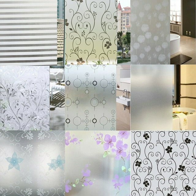Privacy Window Film 3D Decorative Glass Film, No Glue Frosted Film for ...