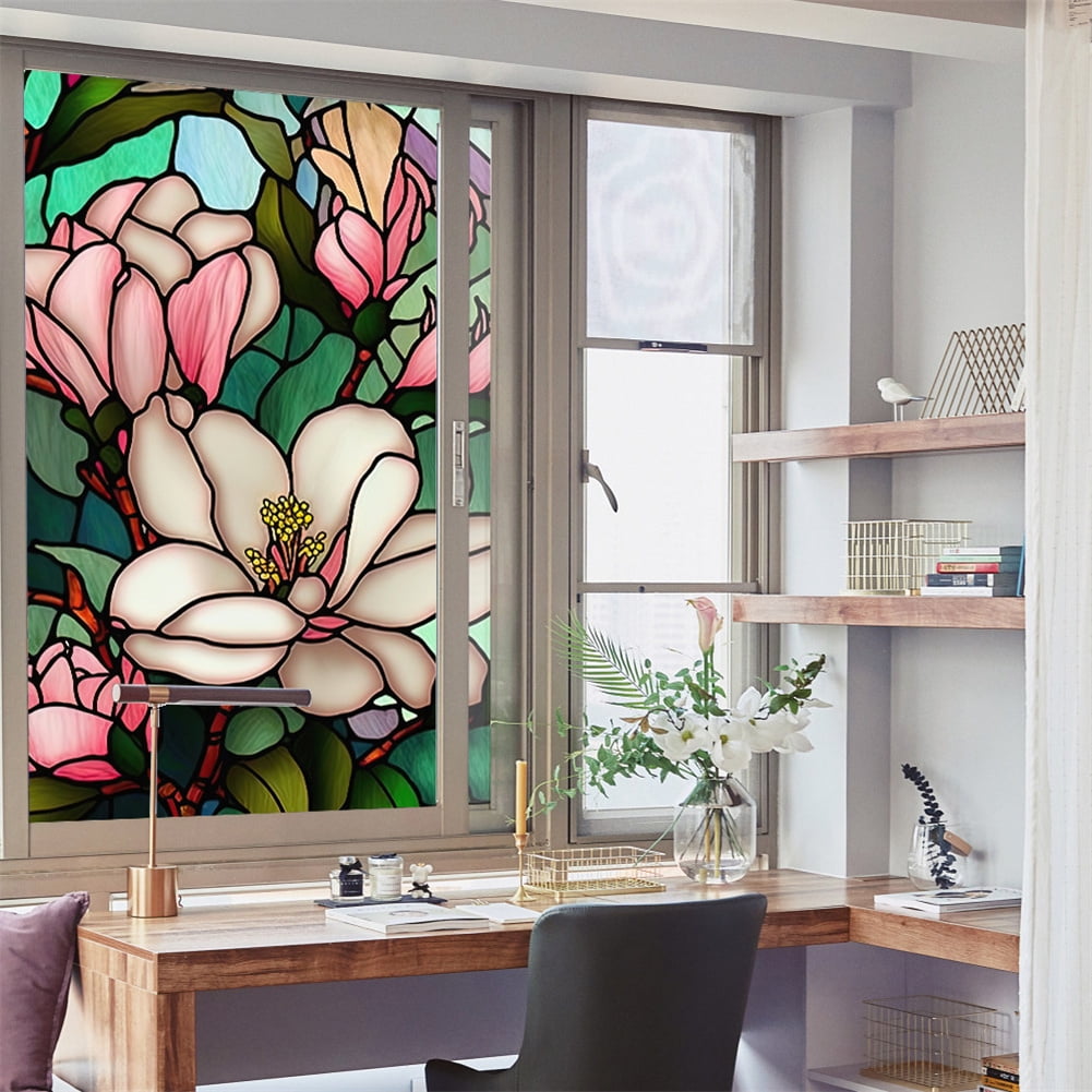 Privacy Window Film, Stain Glass Window Film Self Adhesive, Colorful ...