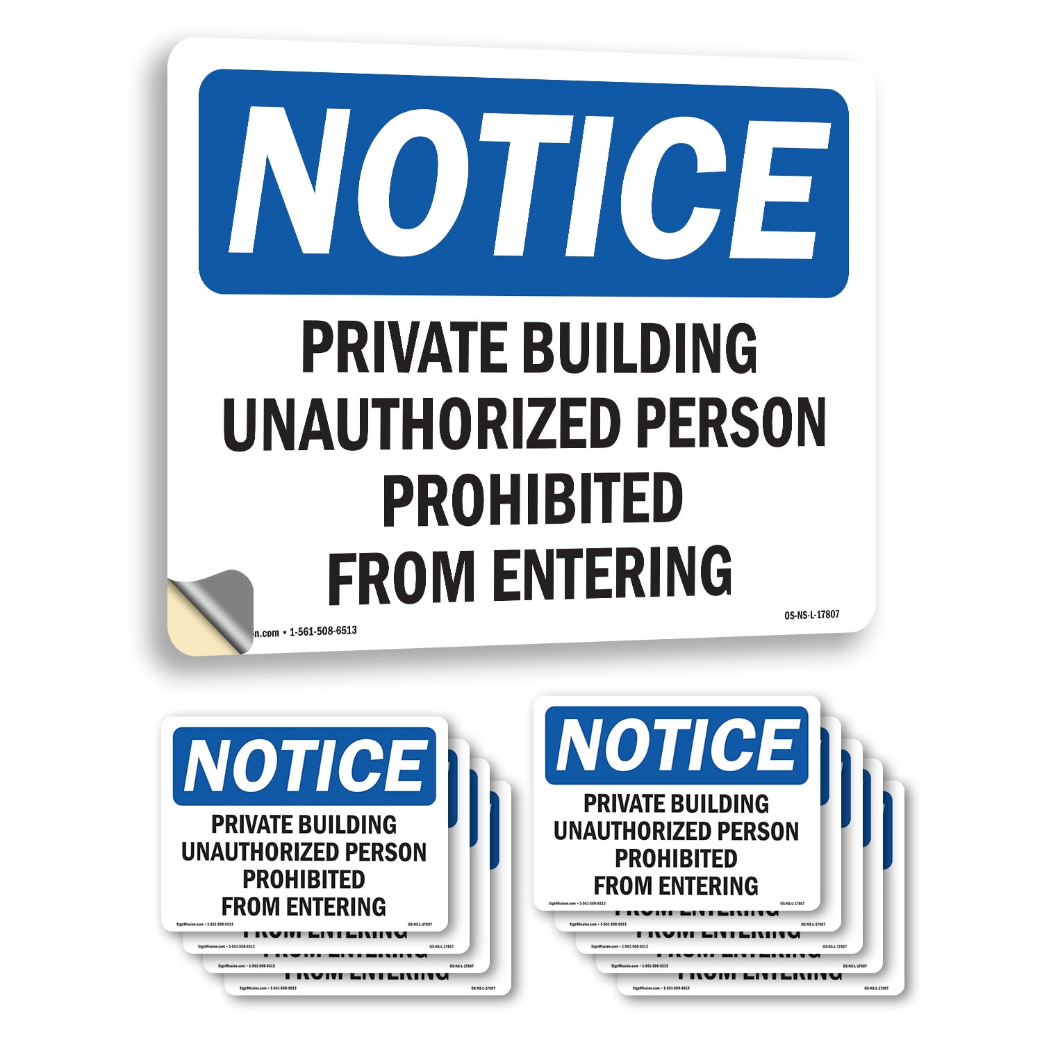 Private Building Unauthorized Persons Prohibited OSHA Notice Vinyl ...