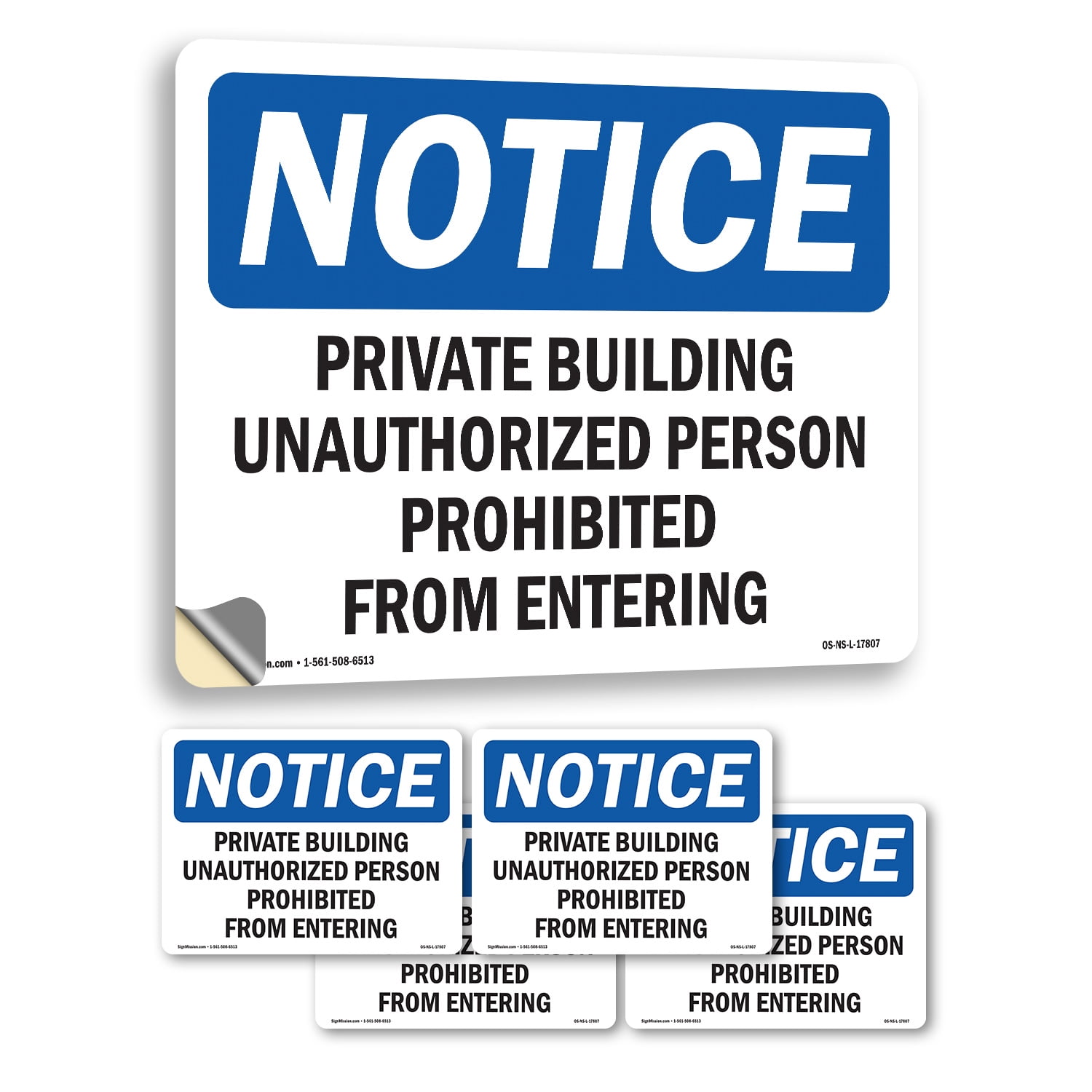 Private Building Unauthorized Persons Prohibited OSHA Notice Vinyl ...