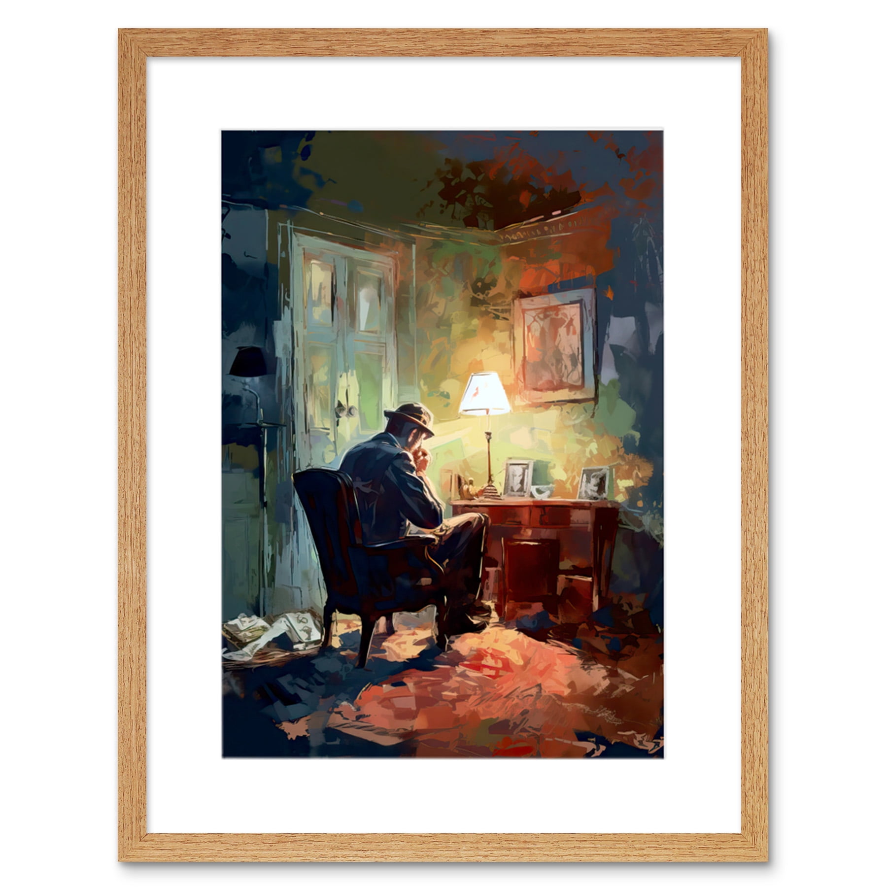 Private Detective in his Office Film Noir Style Artwork Framed Wall Art ...