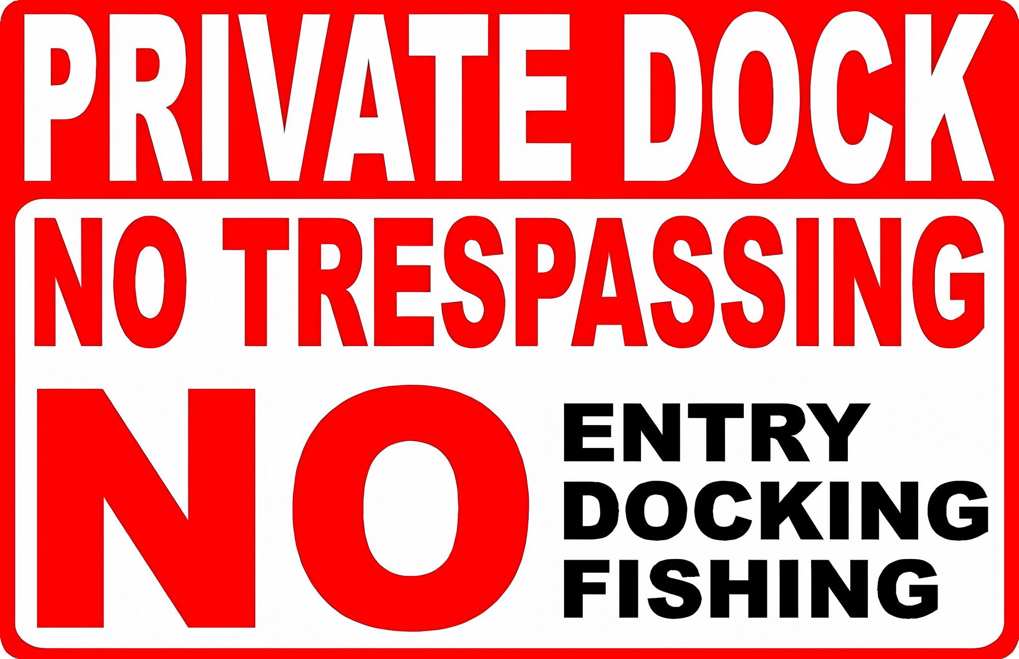 Private Dock No Trespassing No Docking Fishing Sign 8"x12" - Business ...