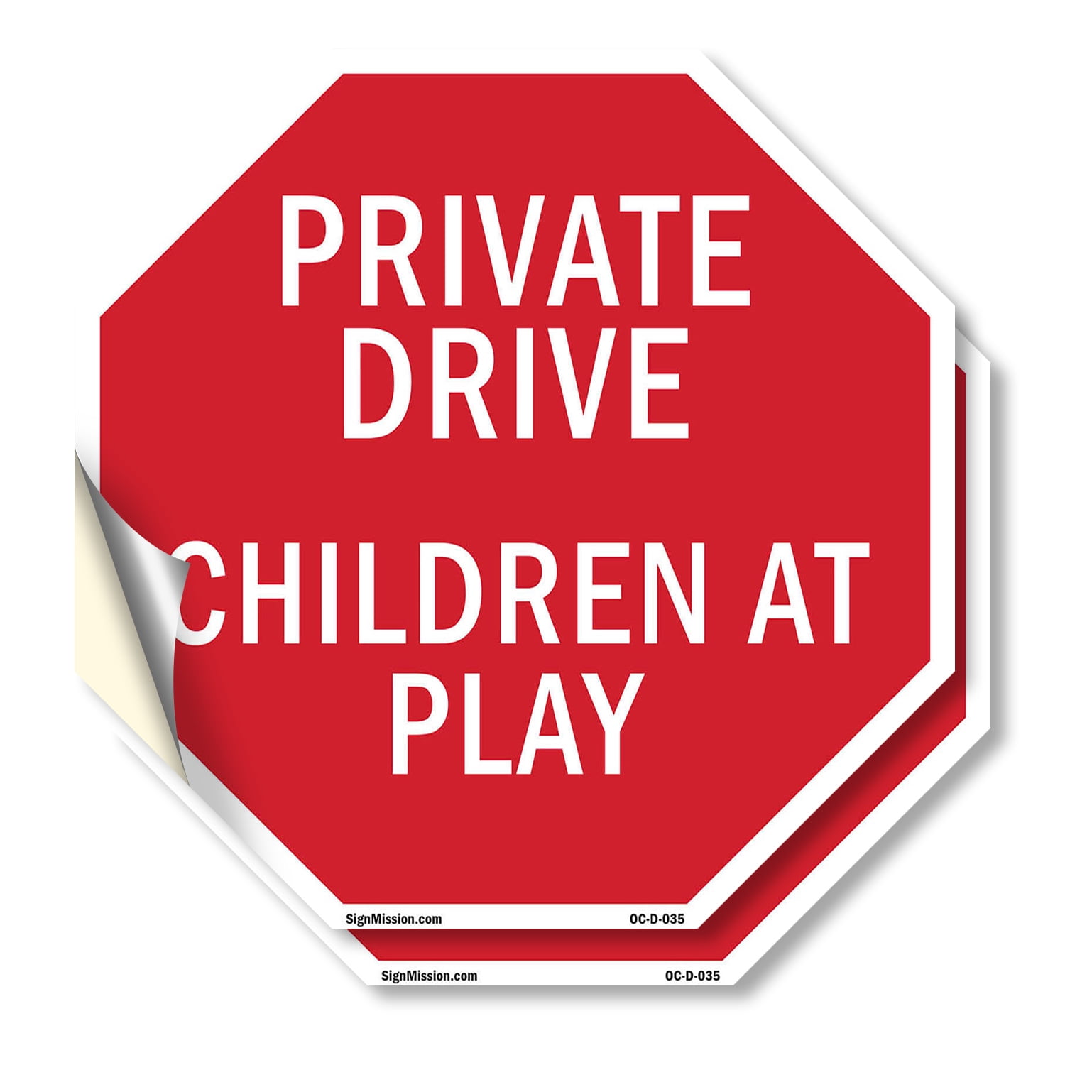 Private Drive Children at Play (2 Pack) 18 inch X 18 inch Octagon Vinyl ...