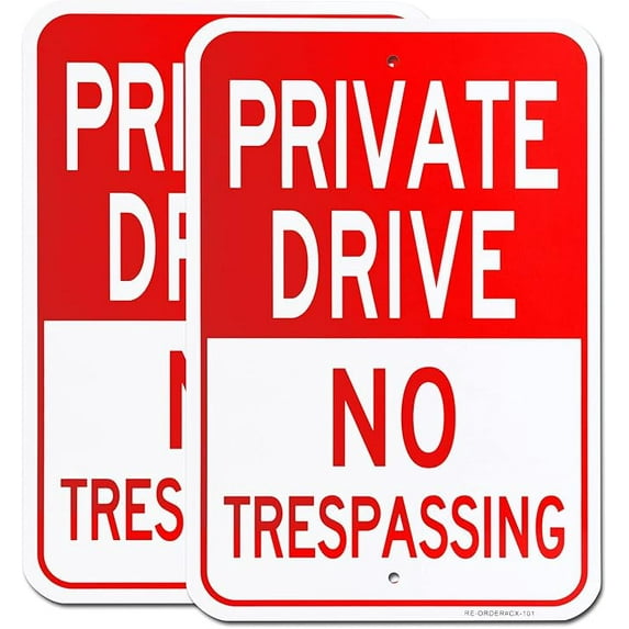Private Drive No Trespassing Sign 2 Pack, 12'' X 8'' .Rust Free Heavy ...