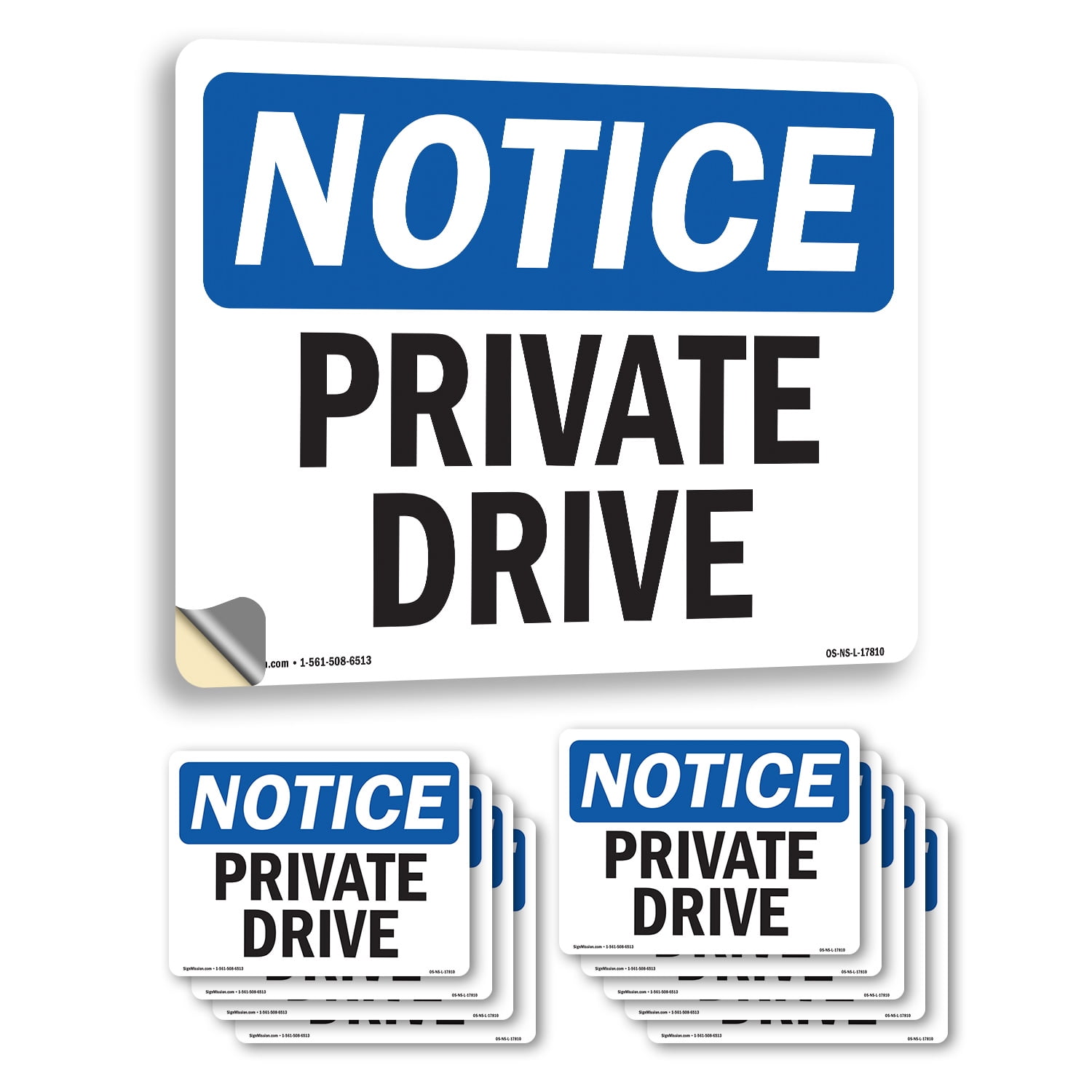 Private Drive OSHA Notice Vinyl Decal Label 18 Inch x 12 Inch - 10 Pack ...