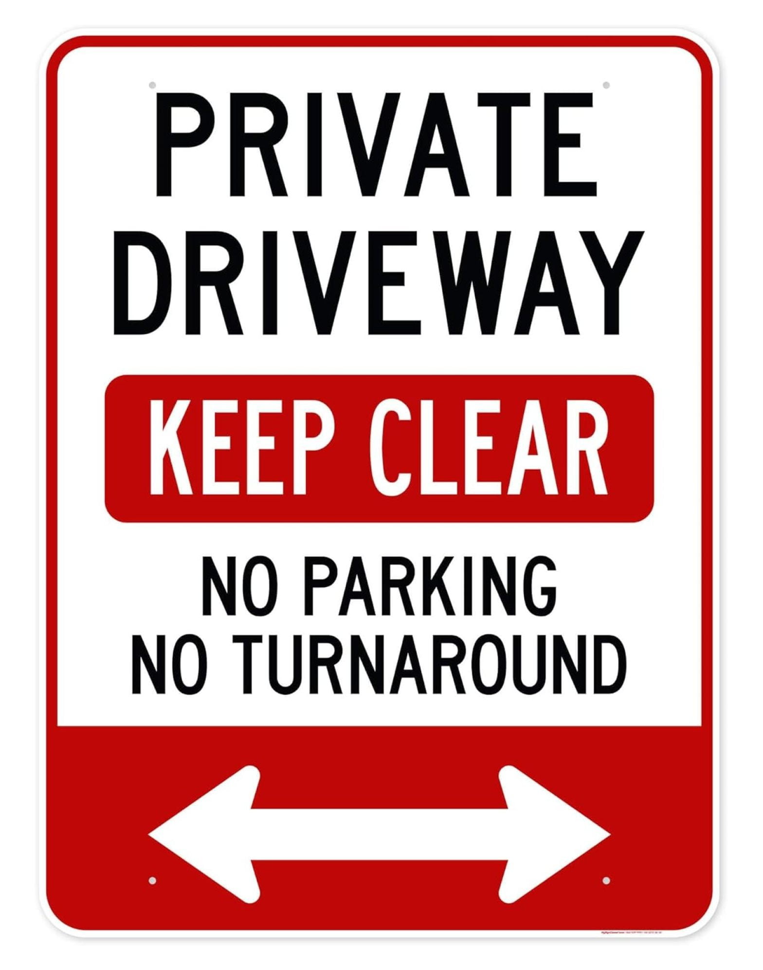 Private Driveway Keep Clear No Parking No Turnaround Sign, 36x48 Inches ...