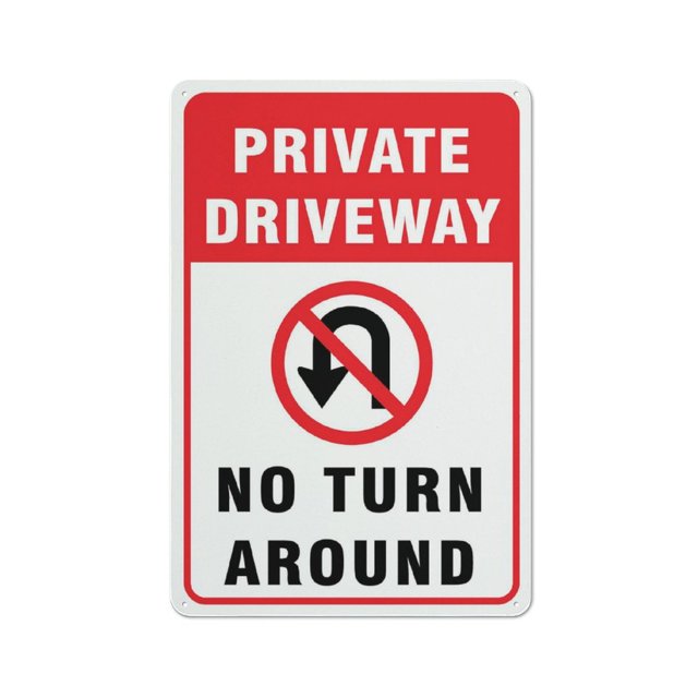 Private Driveway No Turn Around Sign For House 12" X 8" Yard Sign ...
