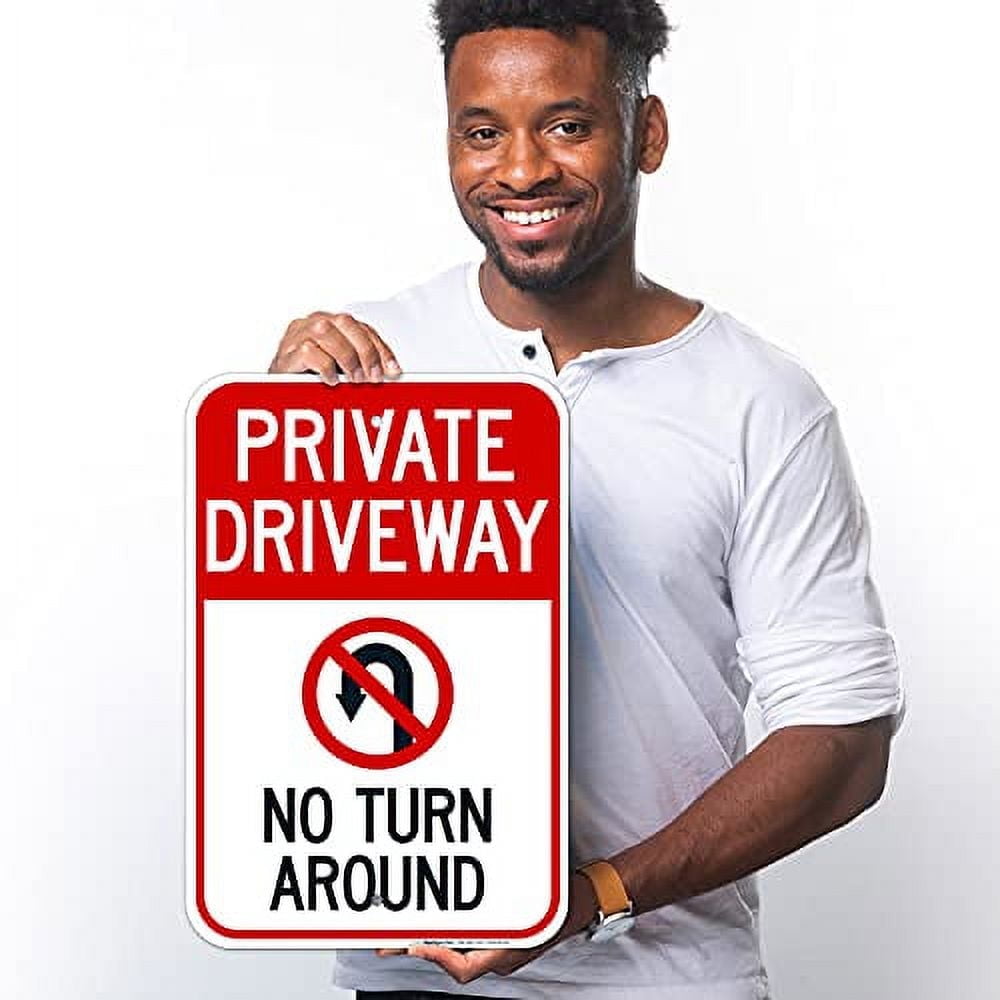 Private Driveway No Turn Around With Symbol Sign, 12x18 Inches, Rust ...