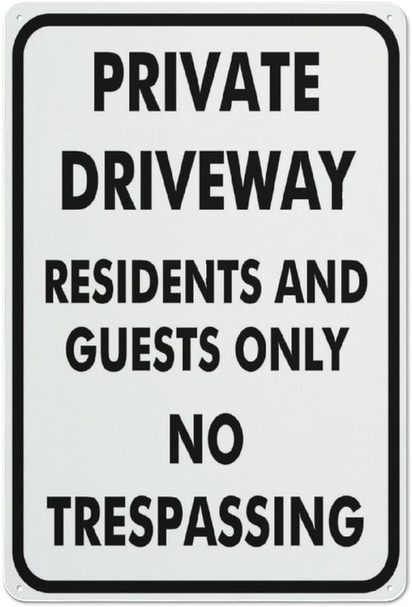Private Driveway Residents And Guests Only No Trespassing Sign For ...
