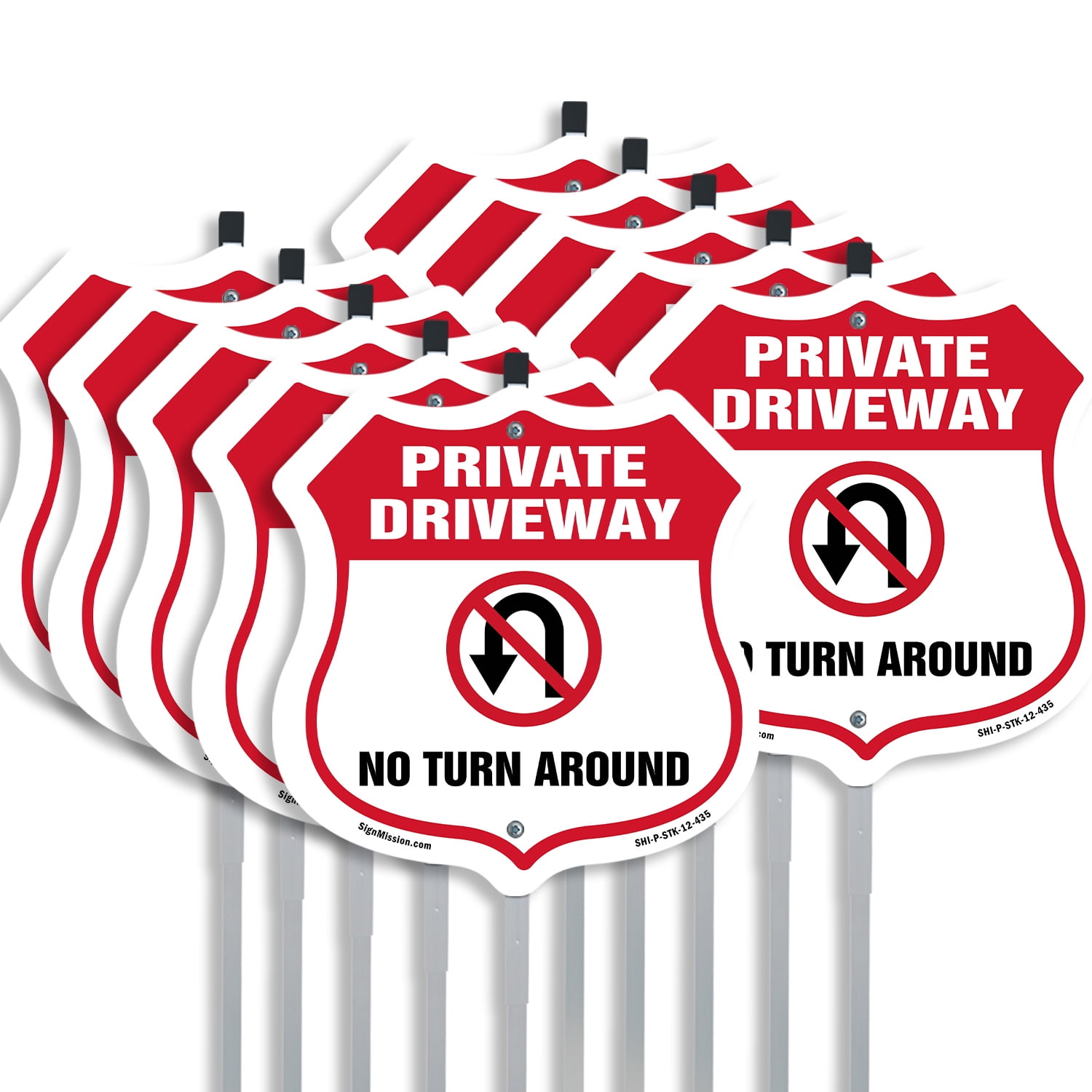 Private Driveway Shield Sign No Turn Around (10 Pack) 12 inch X 12 inch ...