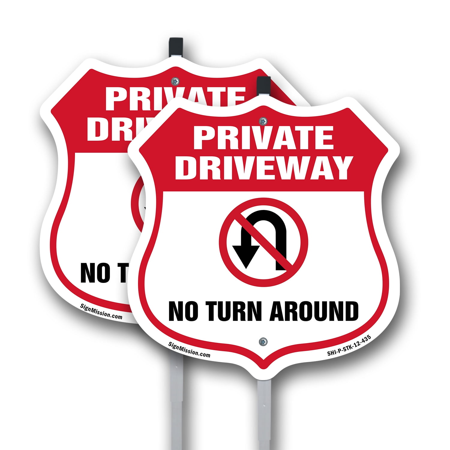 Private Driveway Shield Sign No Turn Around (2 Pack) 12 inch X 12 inch ...